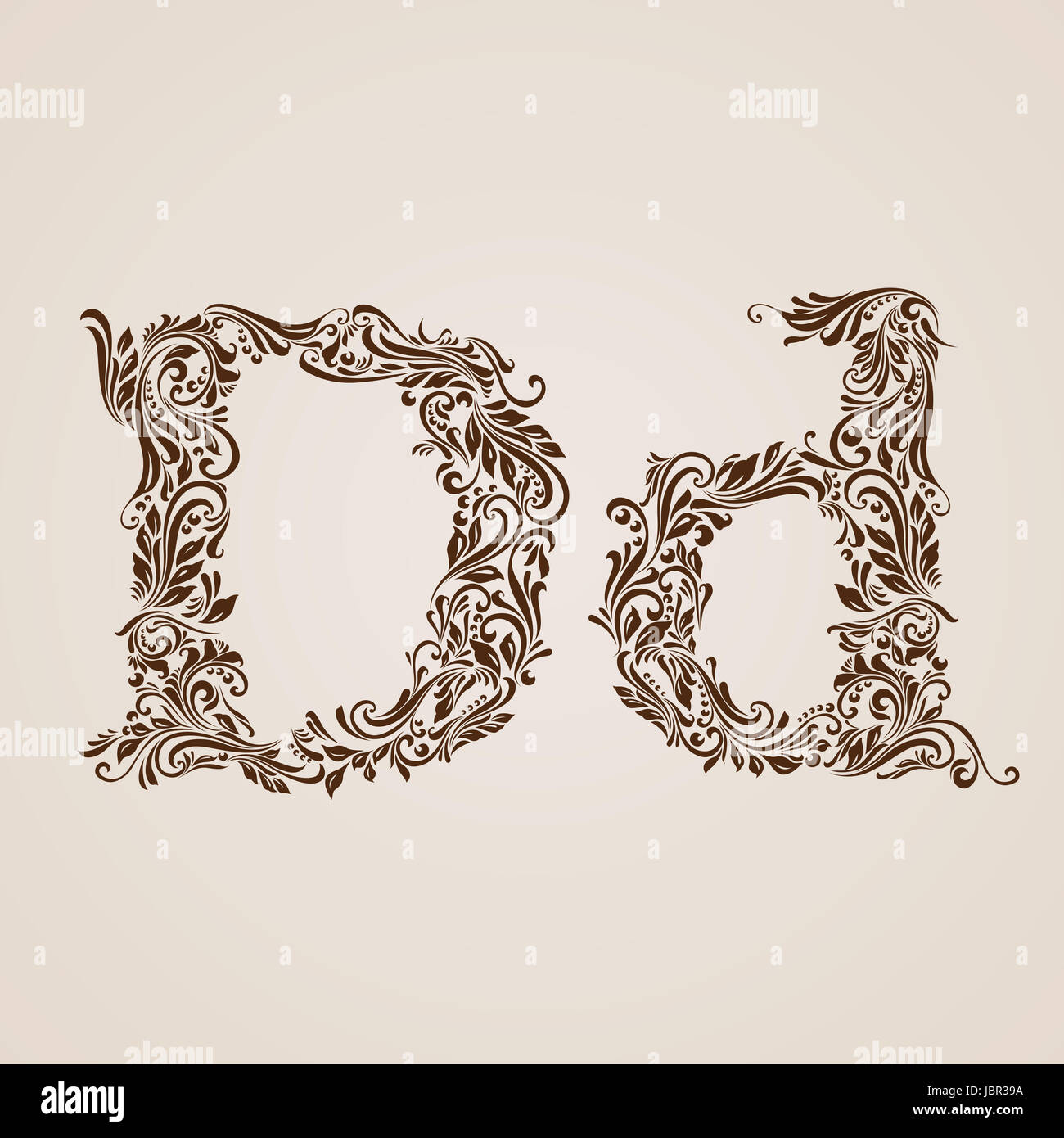 Handsomely decorated letter d in upper and lower case Stock Photo - Alamy