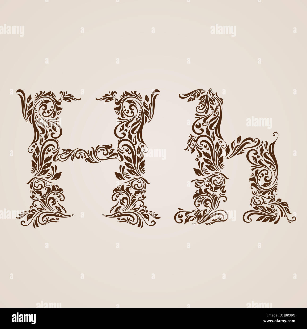 Handsomely decorated letter h in upper and lower case Stock Photo - Alamy
