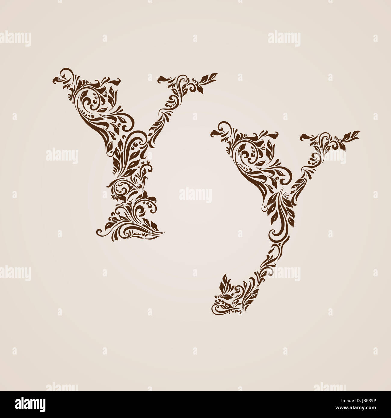 Handsomely decorated letter y in upper and lower case Stock Photo - Alamy