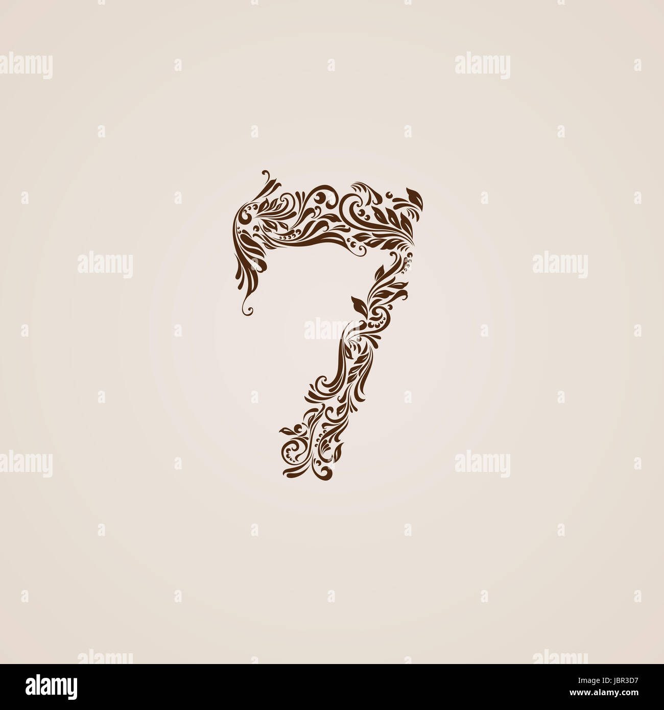 Richly decorated seven digit on beige background Stock Photo - Alamy