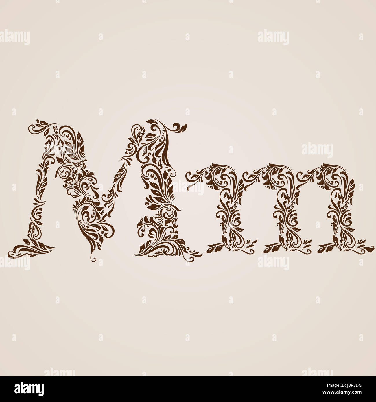 Handsomely decorated letter m in upper and lower case Stock Photo - Alamy