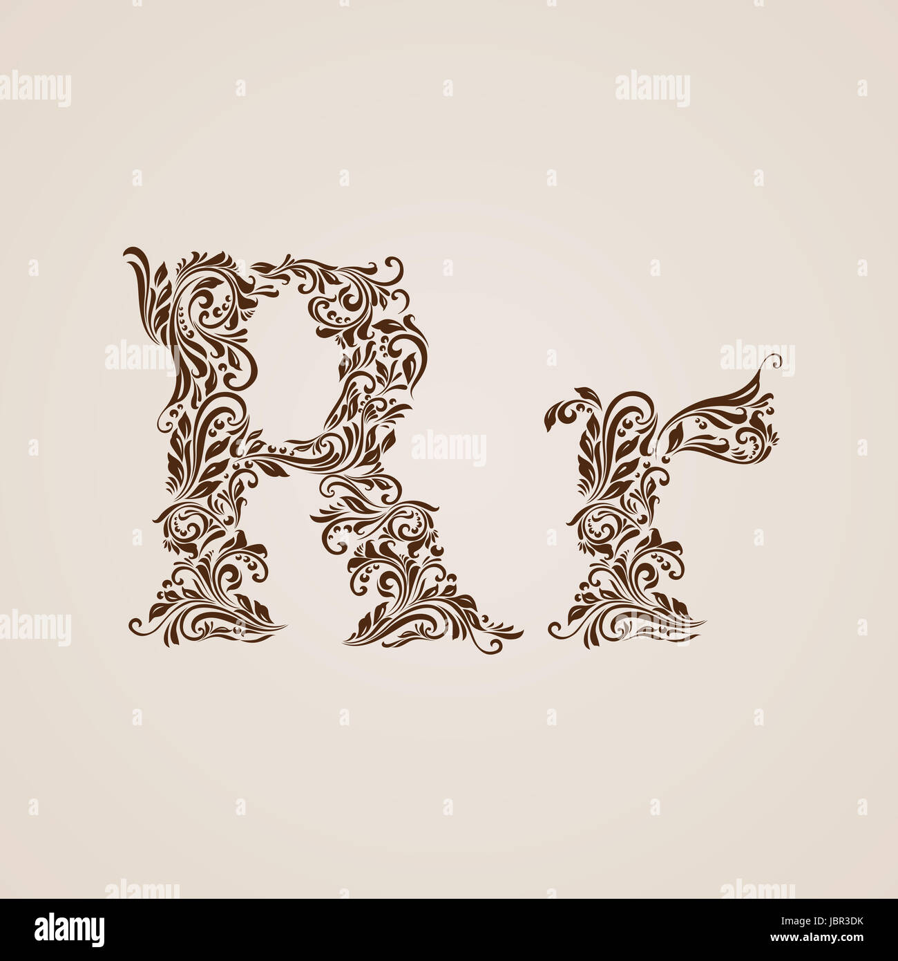 Handsomely decorated letter r in upper and lower case Stock Photo - Alamy