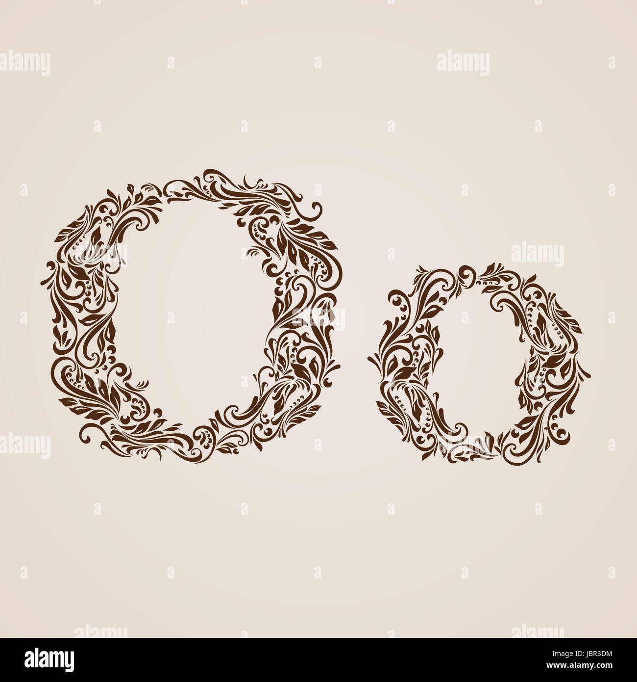 Handsomely decorated letter o in upper and lower case Stock Photo - Alamy