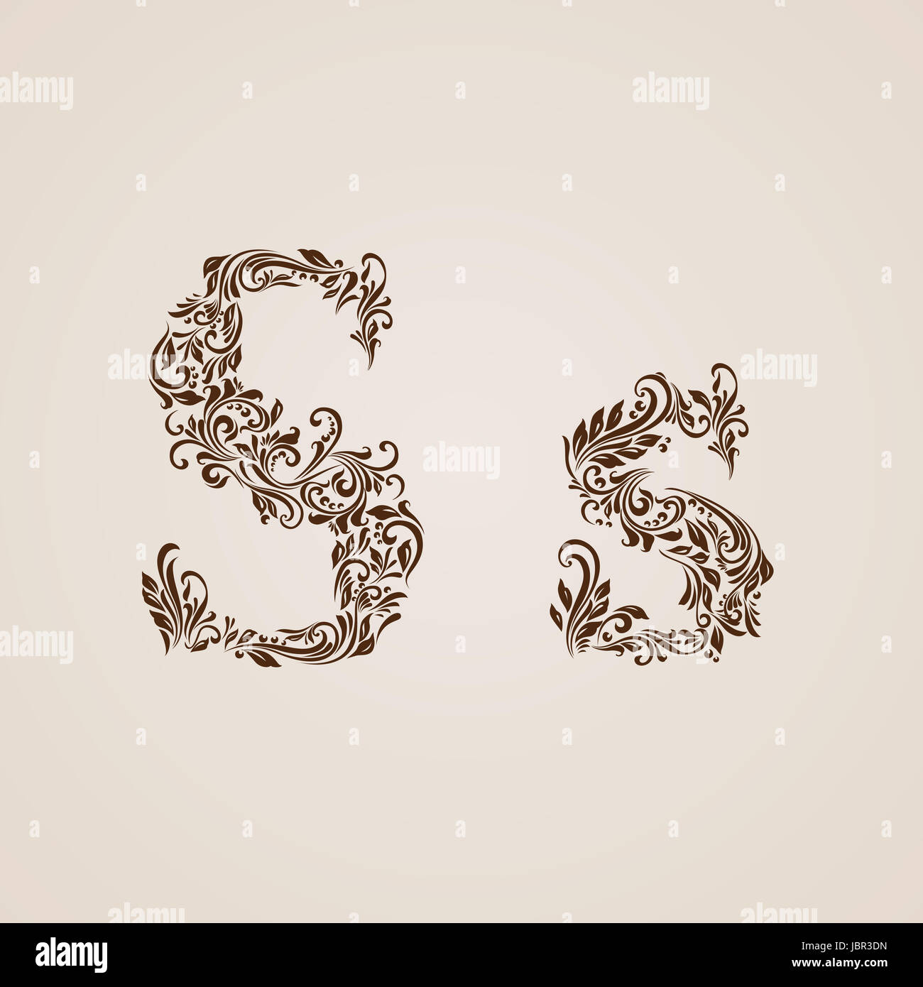 Handsomely decorated letter s in upper and lower case Stock Photo - Alamy