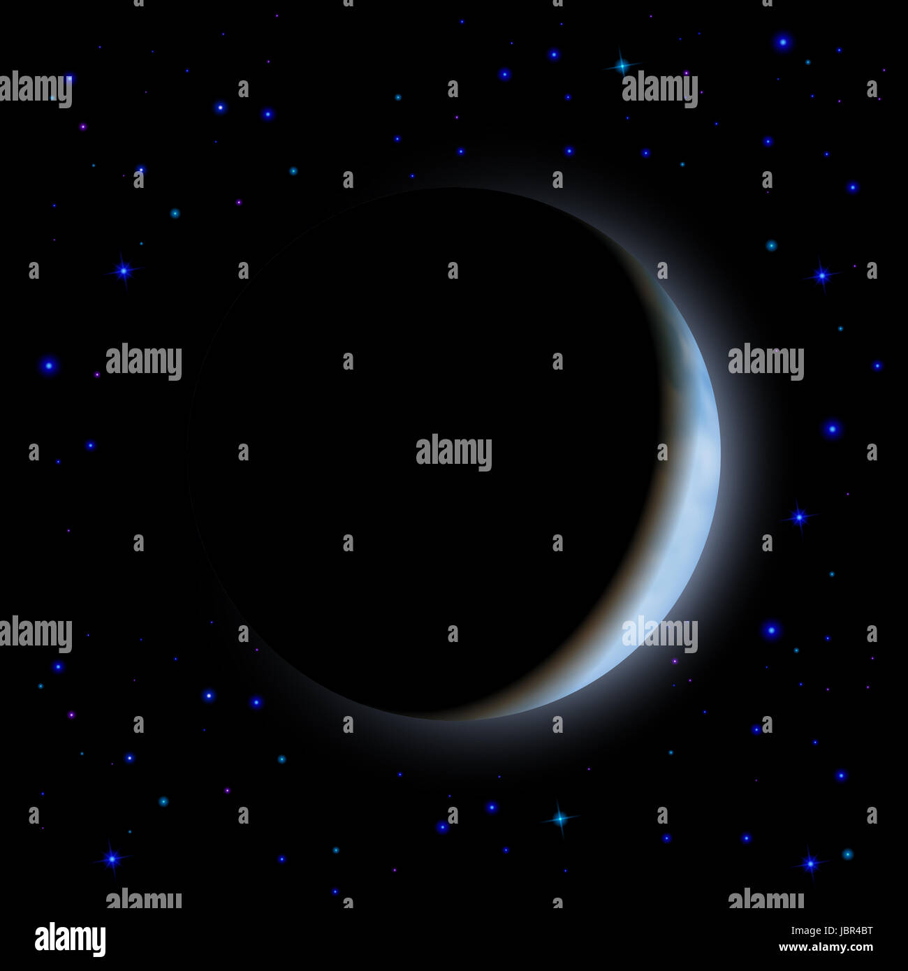 Partial eclipse of the moon in shadow space left side Stock Photo - Alamy