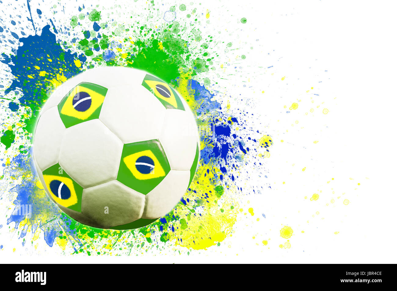Soccer ball and the colors of the Brazil flag on white background Stock ...