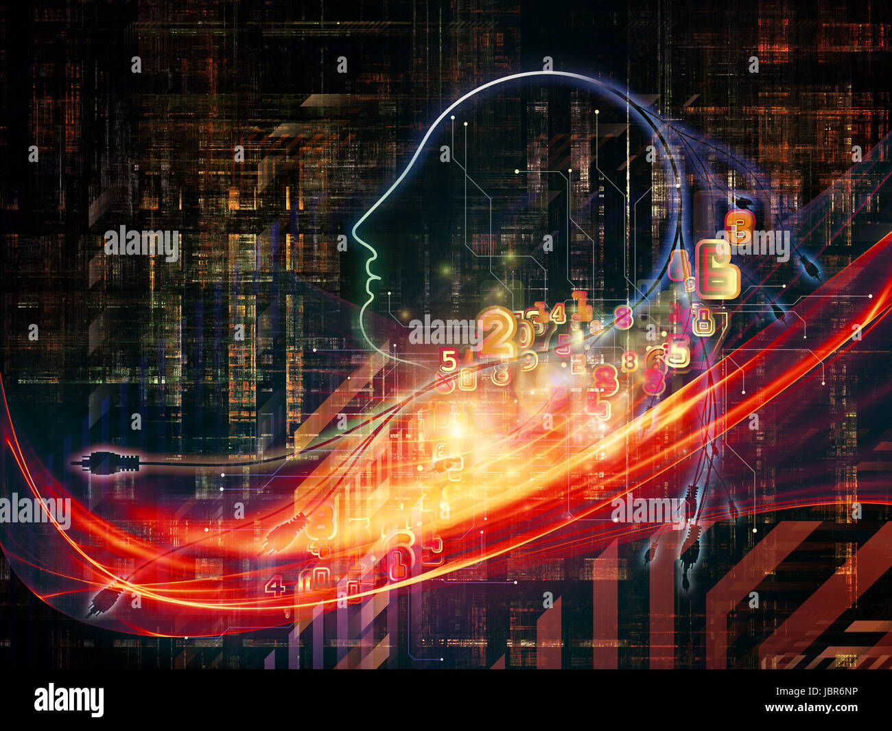 Artificial Intelligence series. Background design of human profile and ...