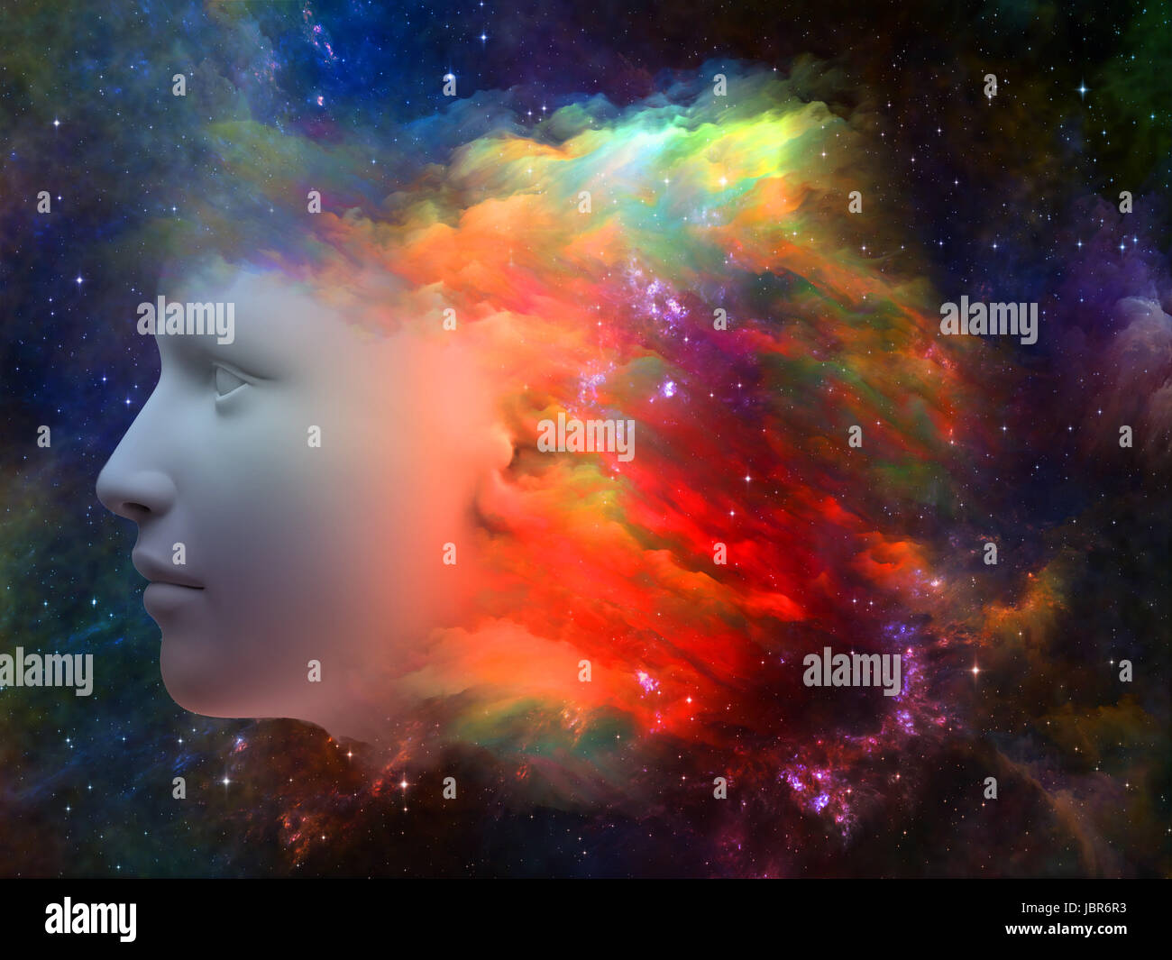 Colorful Mind series. Arrangement of human head and fractal colors on ...