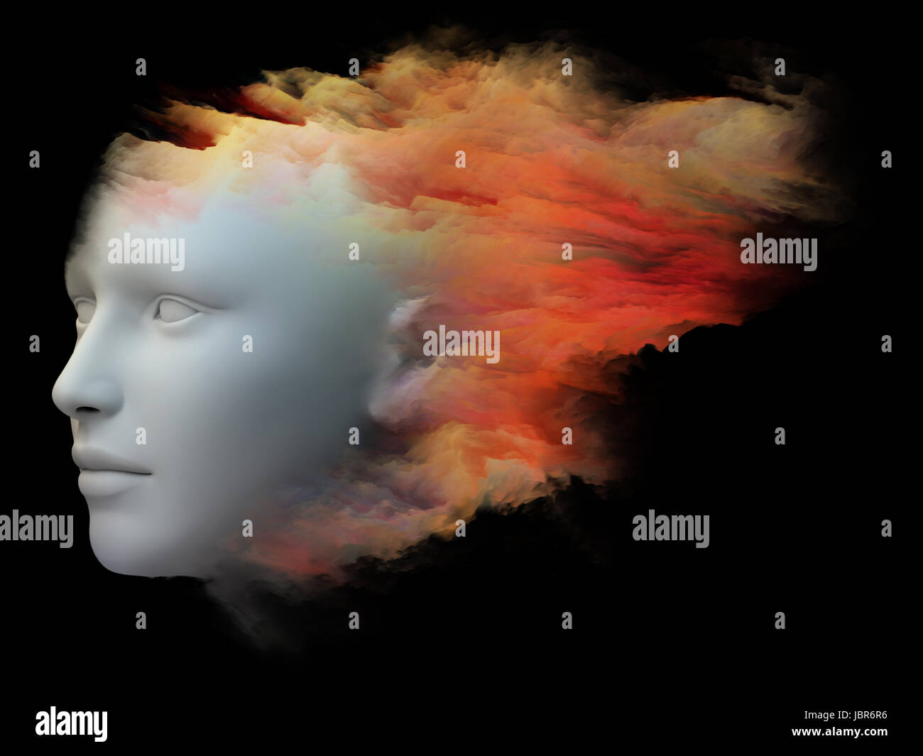 Colorful Mind series. Abstract arrangement of human head and fractal ...