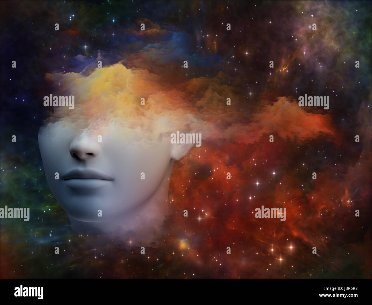 Colorful Mind series. Composition of human head and fractal colors on ...