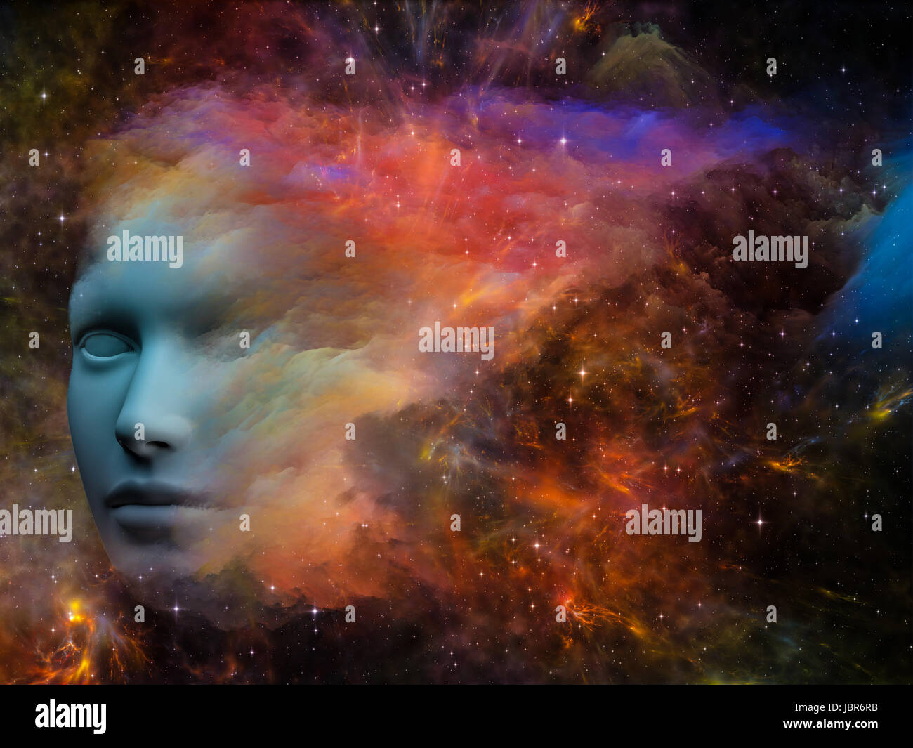 Clouded Mind series. Design made of human head and fractal colors to ...