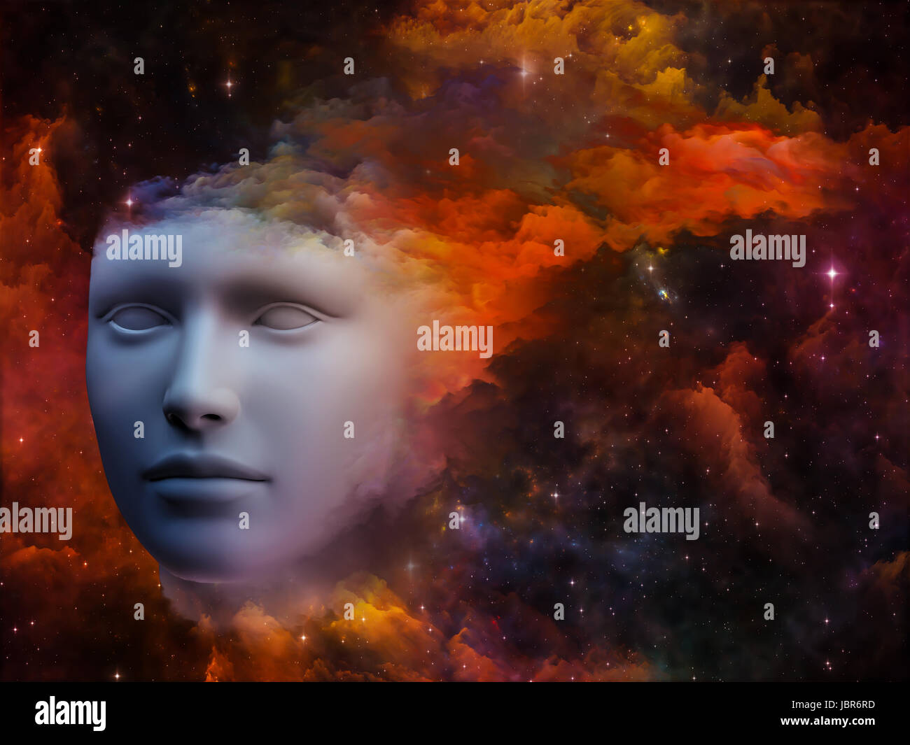 Colorful Mind series. Arrangement of human head and fractal colors on ...