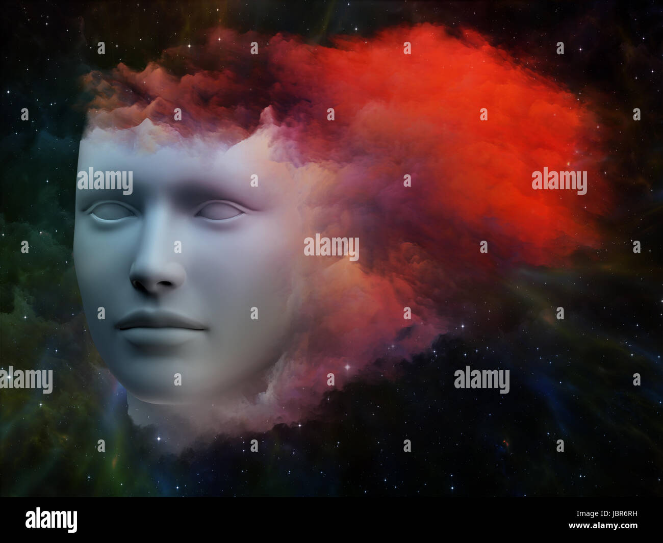 Colorful Mind series. Composition of human head and fractal colors with ...
