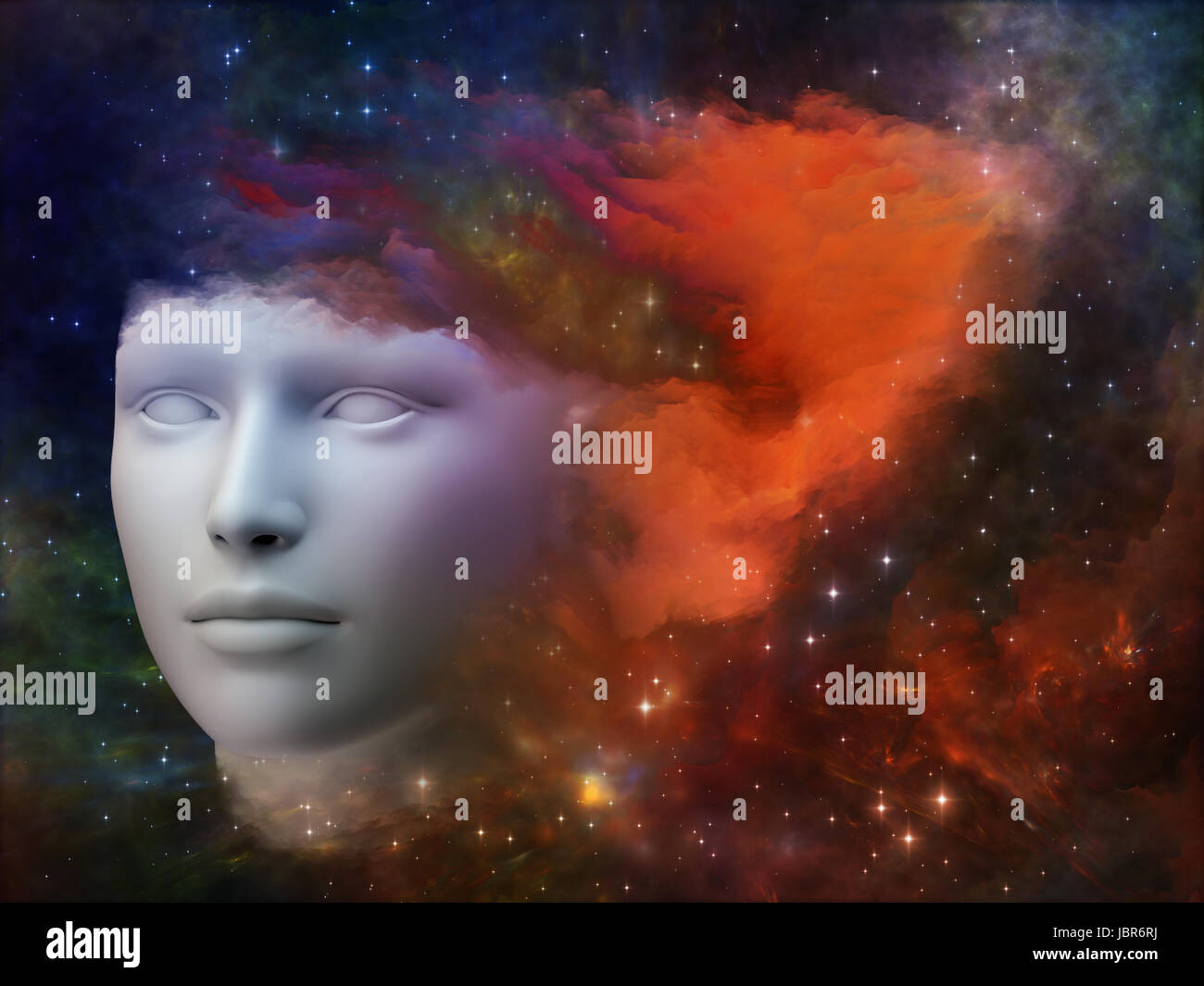 Colorful Mind series. Backdrop composed of human head and fractal ...