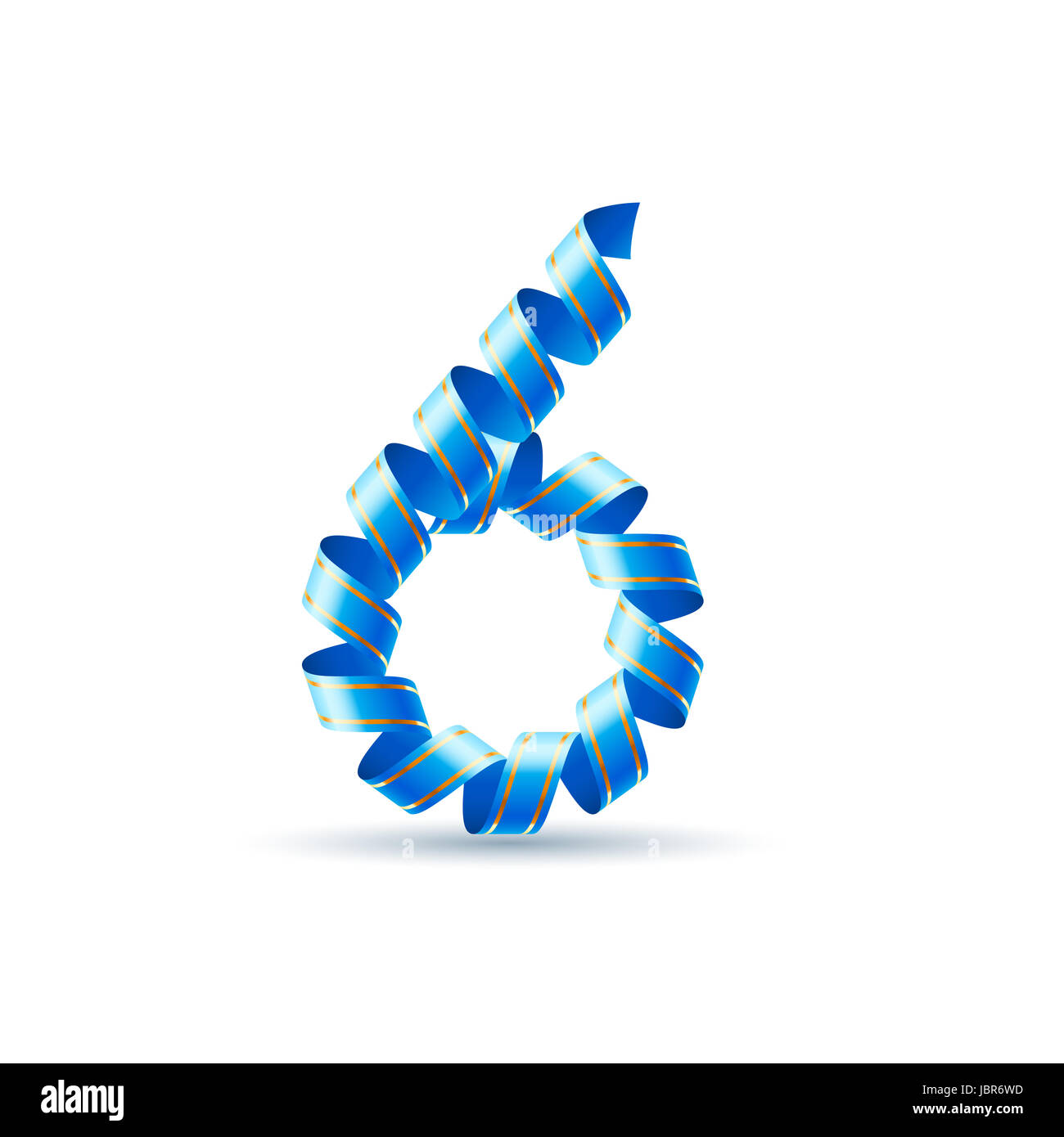Number six made of blue curled shiny ribbon Stock Photo - Alamy