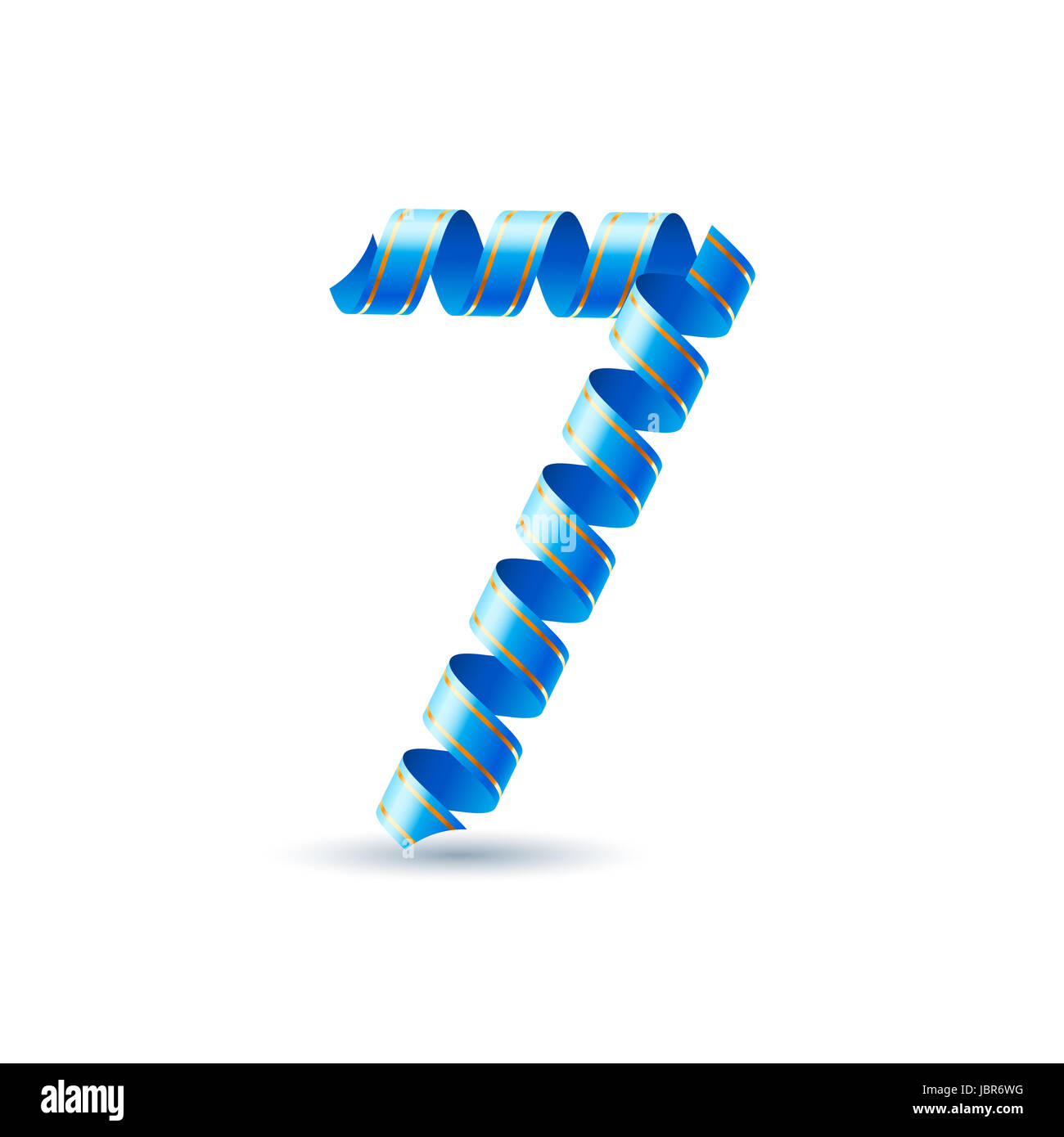 Number seven made of blue curled shiny ribbon Stock Photo - Alamy