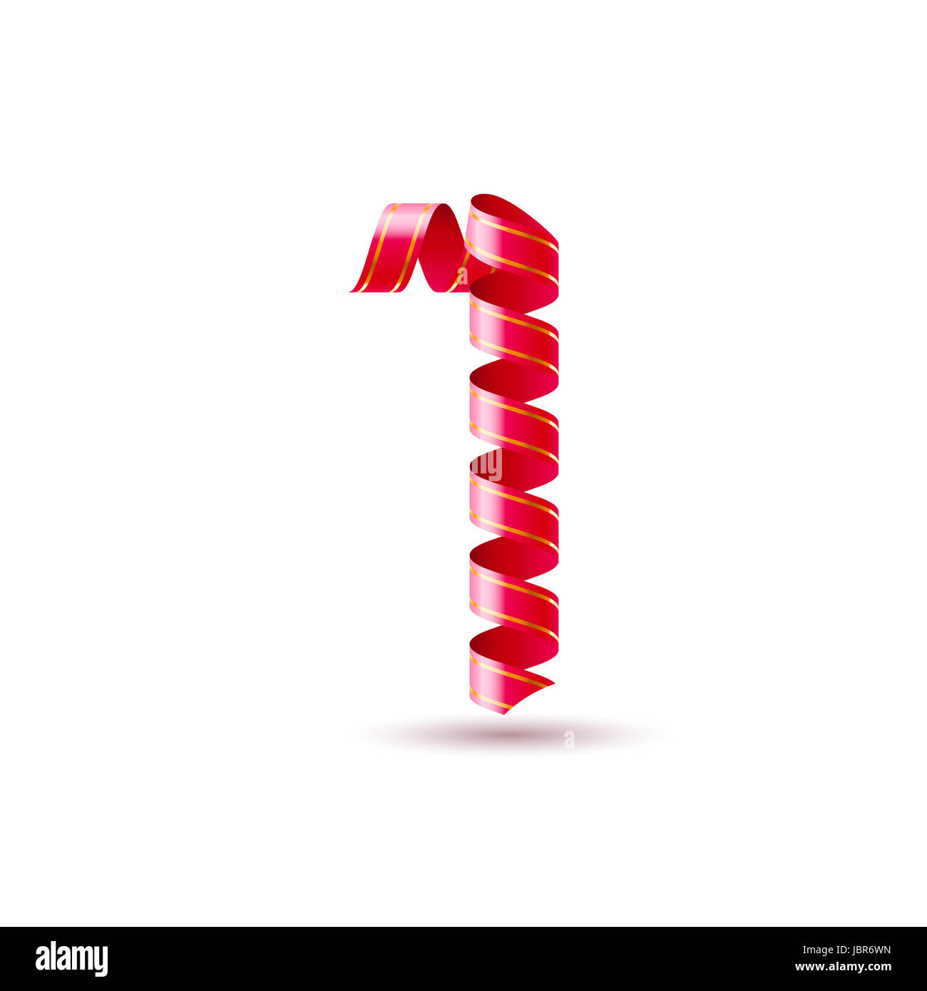 Number one made of red curled shiny ribbon Stock Photo - Alamy