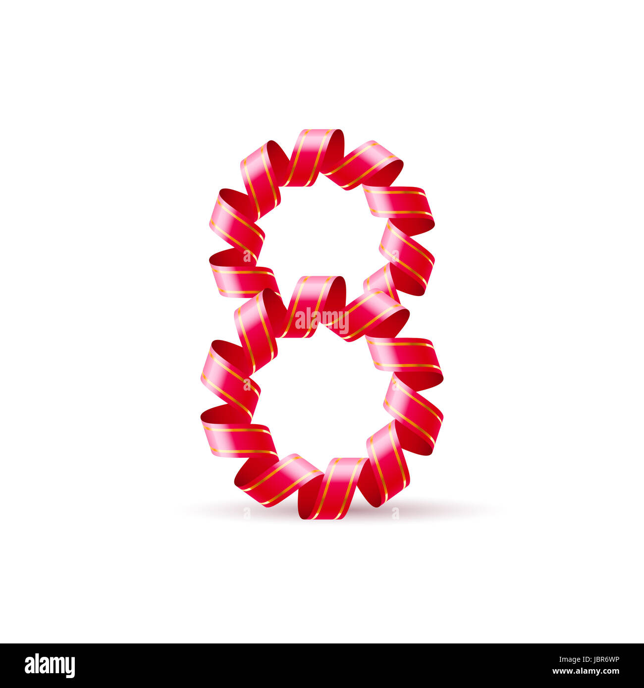 Number eight made of red curled shiny ribbon Stock Photo - Alamy
