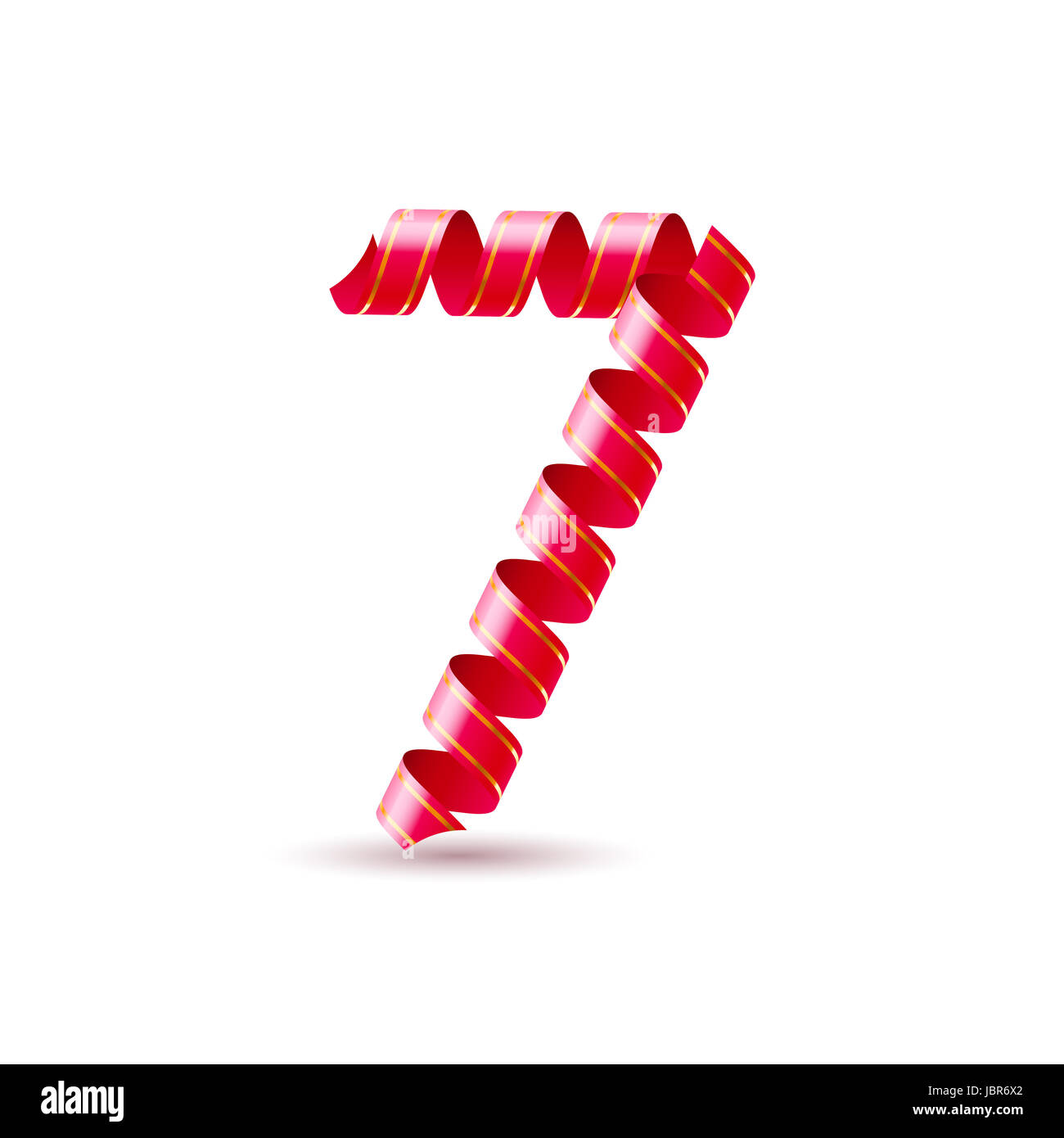 Number seven made of red curled shiny ribbon Stock Photo - Alamy