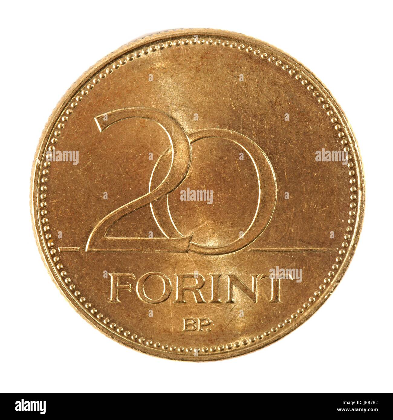 20 Hungarian forints coin on white background Stock Photo - Alamy