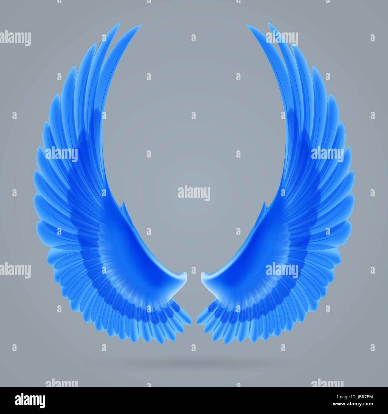 Inspiring wings blue colour drawn separately on a gray background Stock ...