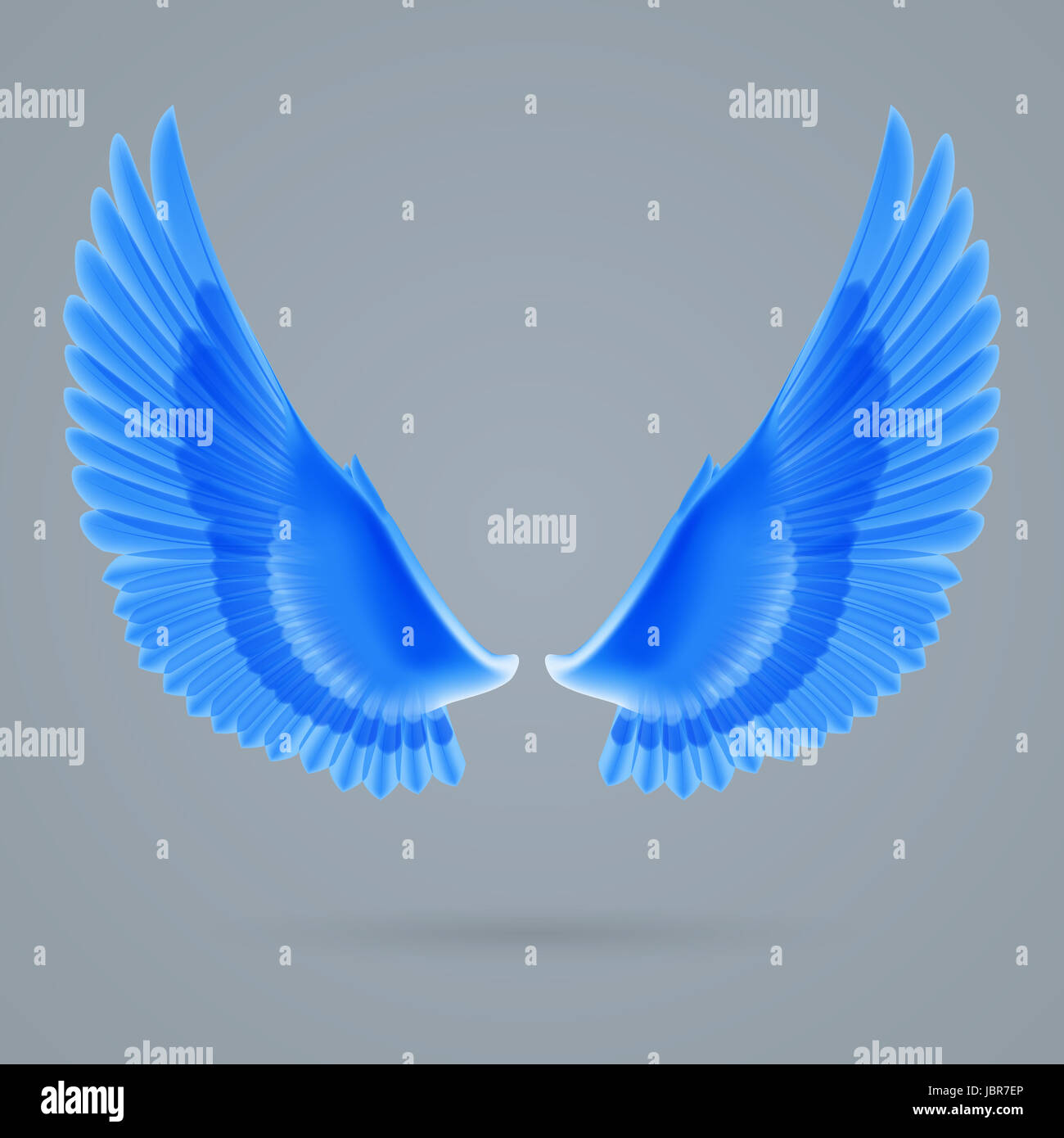 Inspiring wings up blue colour drawn separately on a gray background ...