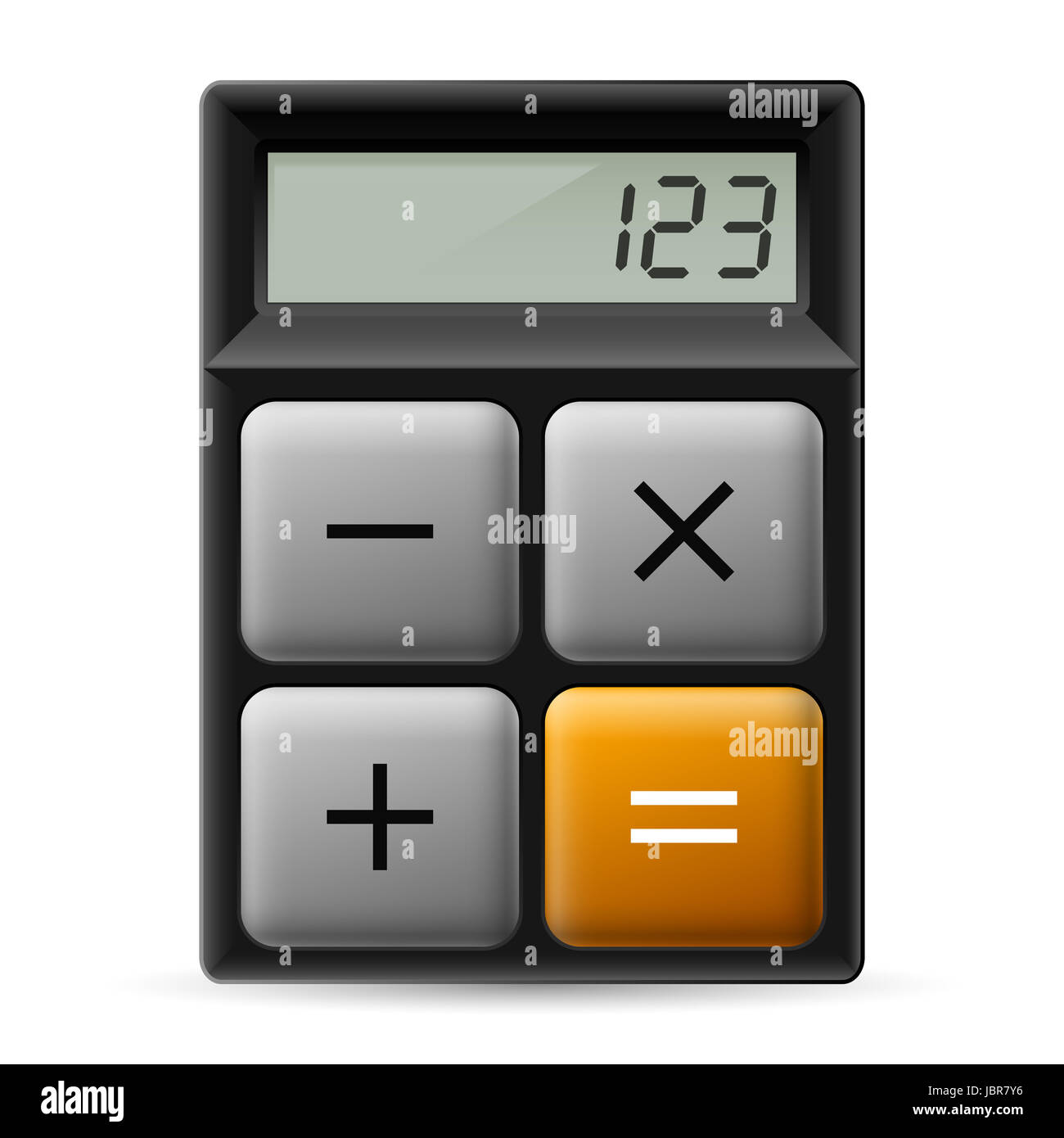 Simple black calculator icon with four buttons Stock Photo - Alamy