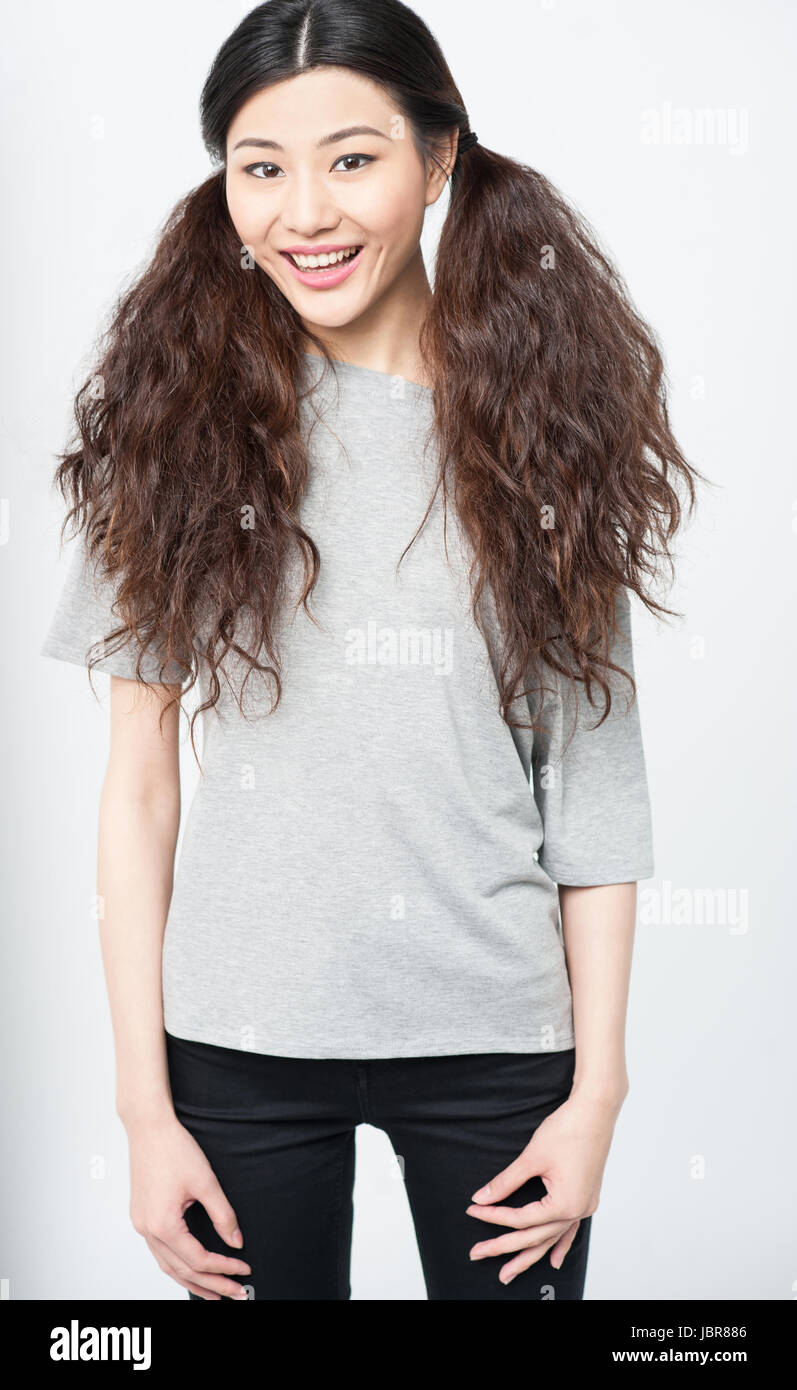 Beautiful chinese girl with long hair Stock Photo - Alamy