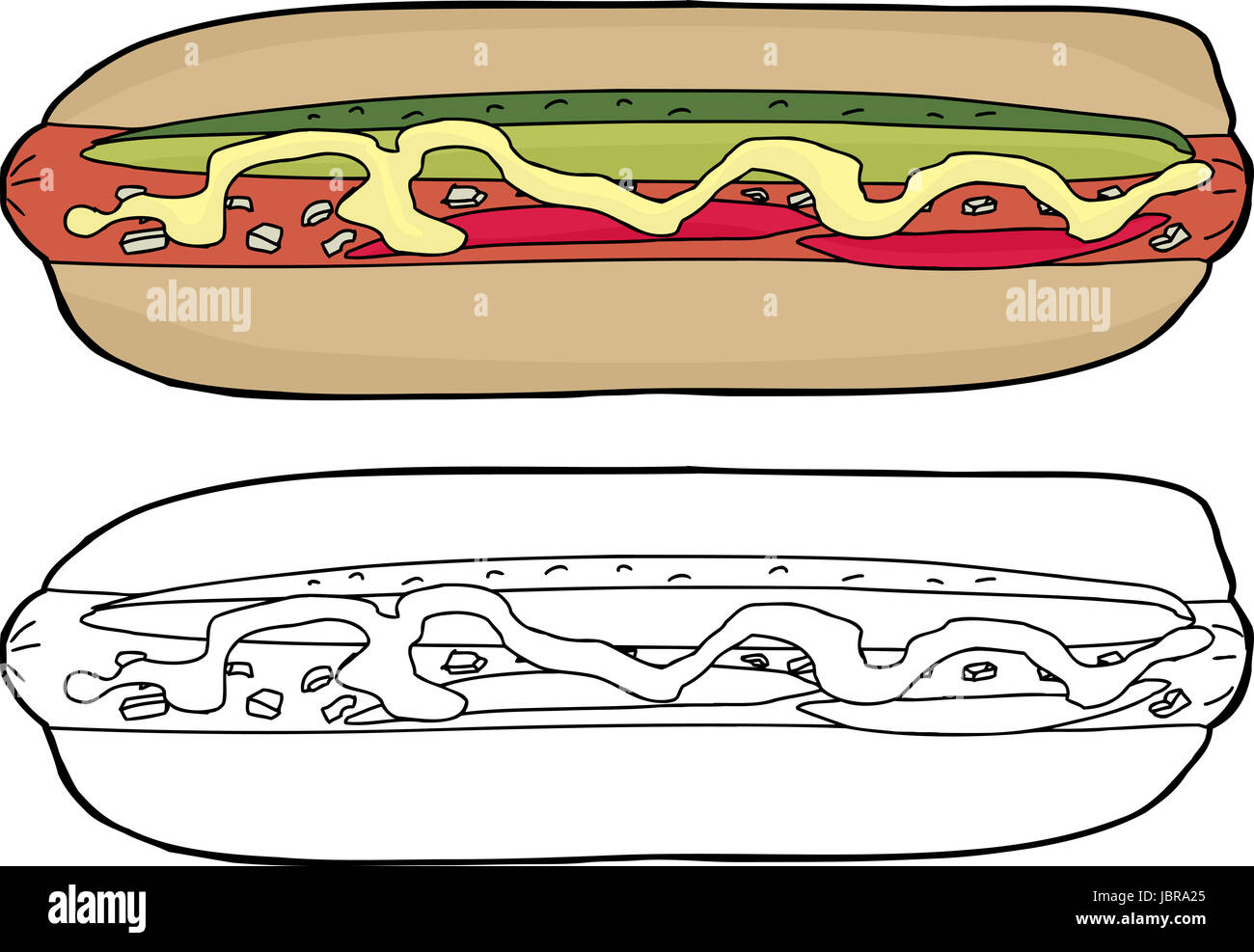 Chicago style hot dog with pickle and mustard Stock Photo - Alamy