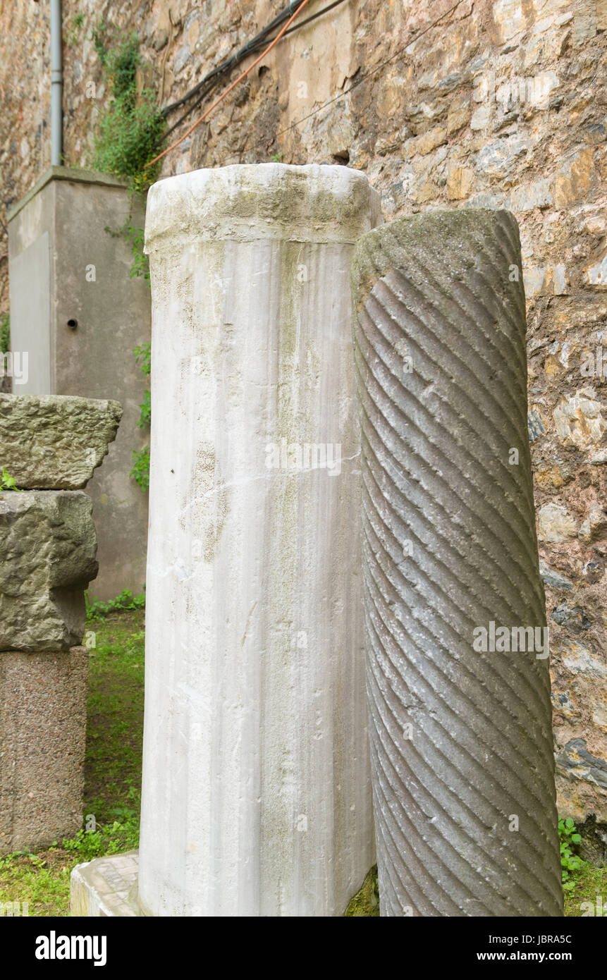 remnants of ancient columns next to the istanbul archaeological museum ...