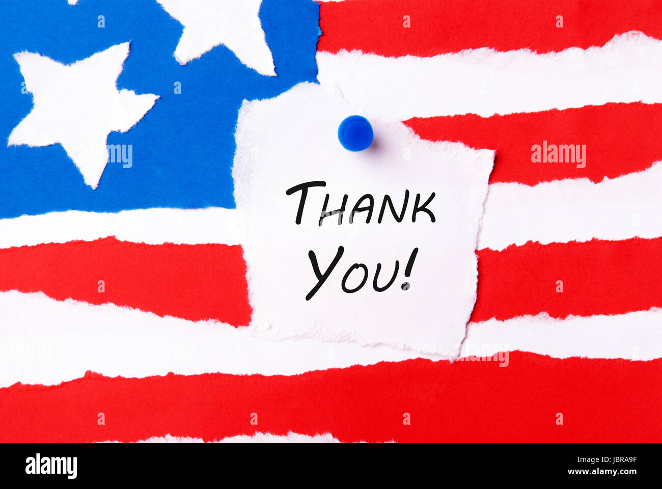Thank You Note on an American Flag Background Stock Photo - Alamy