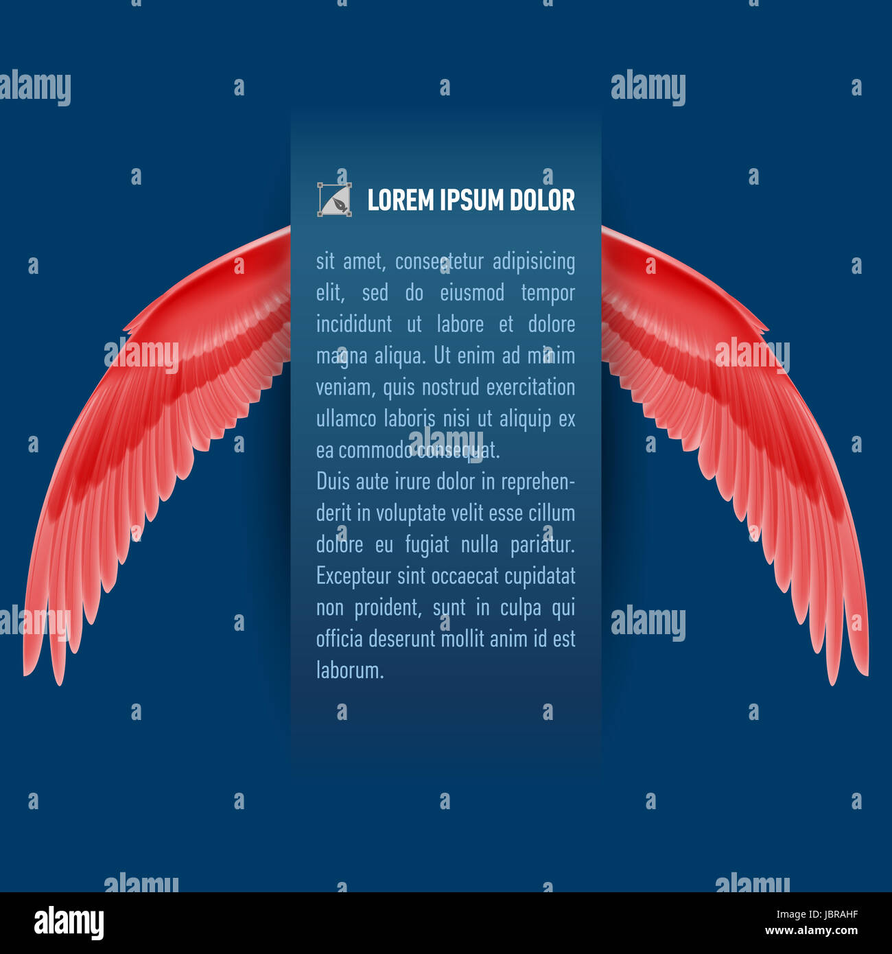 Sheet of paper with text with red wings on both sides Stock Photo - Alamy