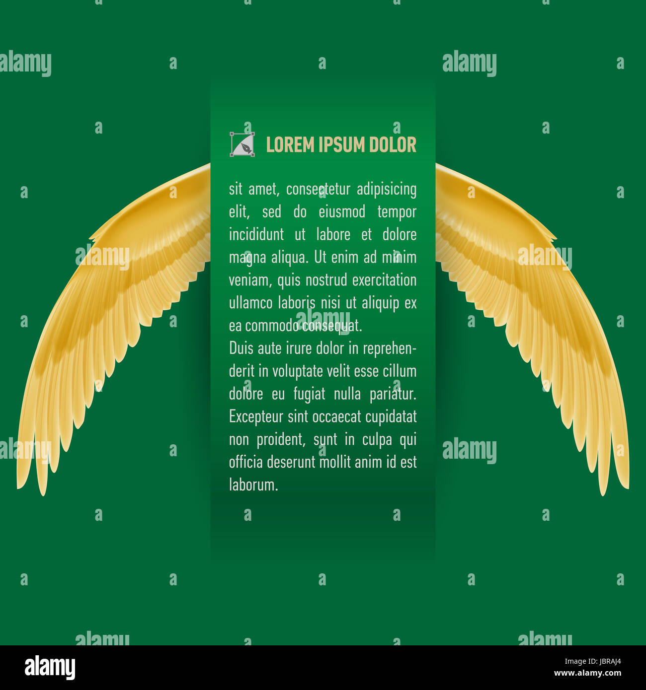 Sheet of green paper with text with wings on both sides Stock Photo - Alamy