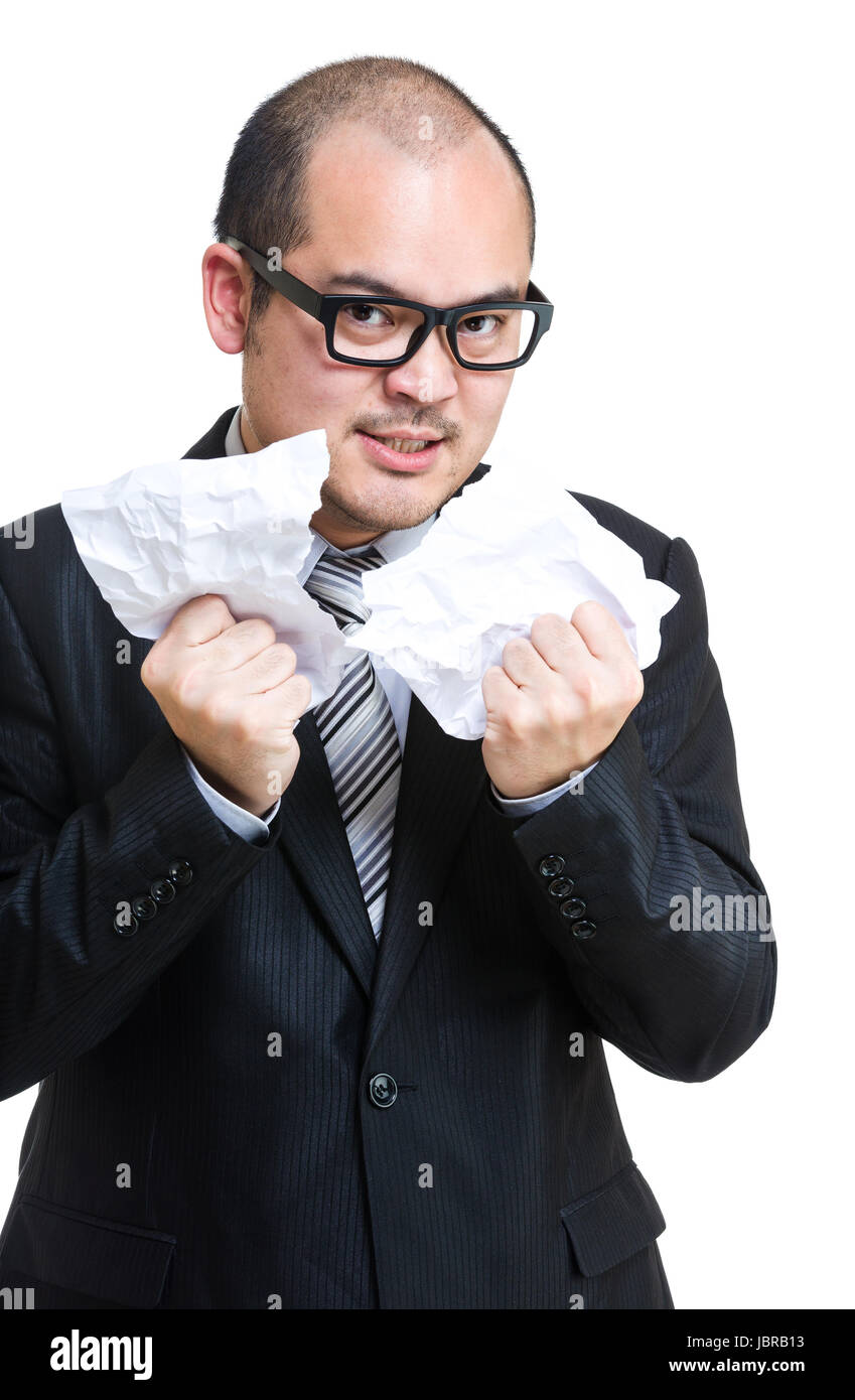 Businessman tear contract Stock Photo - Alamy