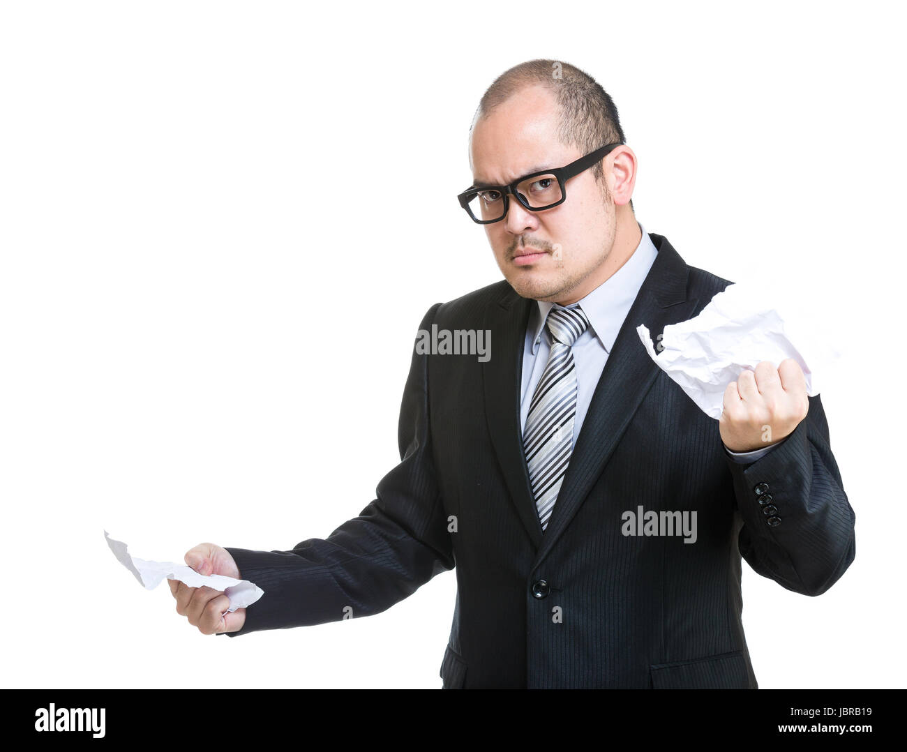 Businessman tear contract paper Stock Photo - Alamy
