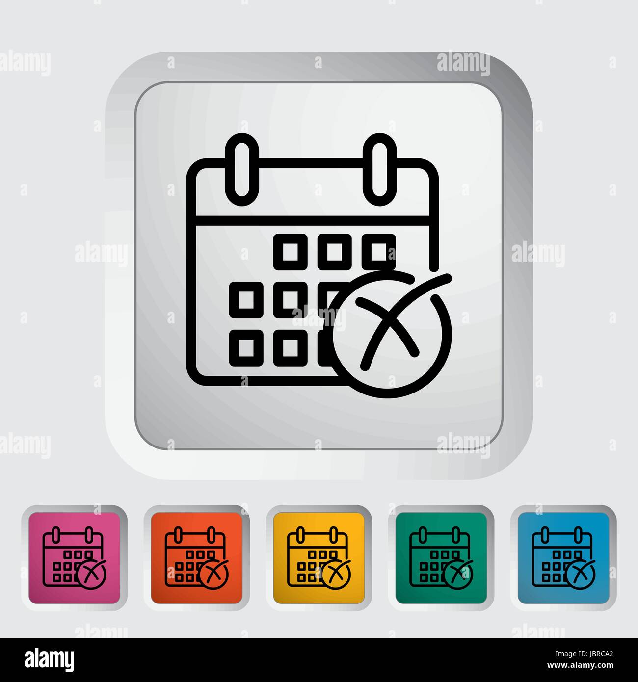Calendar with cross. Single flat icon on the button. Vector ...