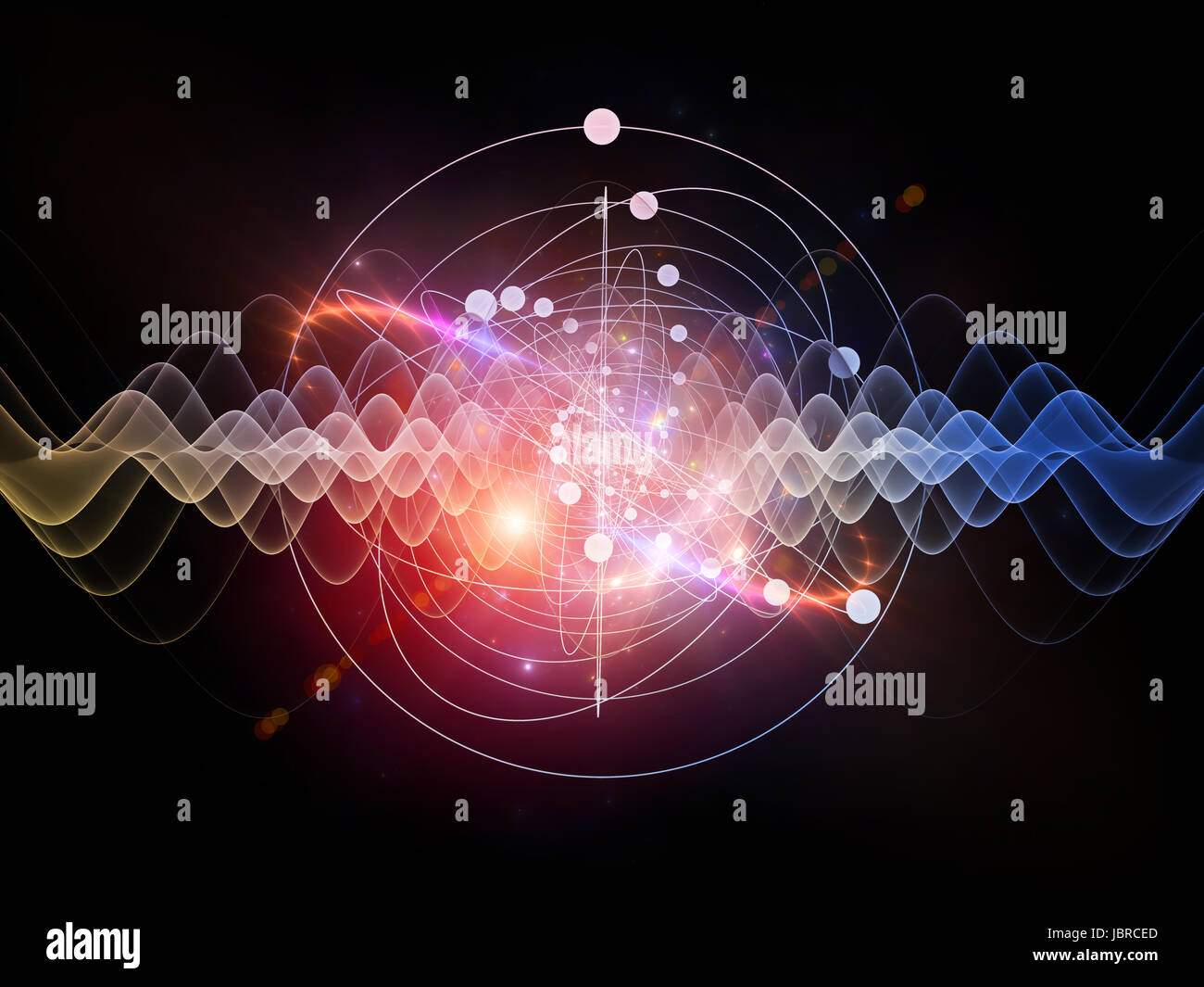 Atomic series. Abstract concept of atom and quantum waves illustrated ...