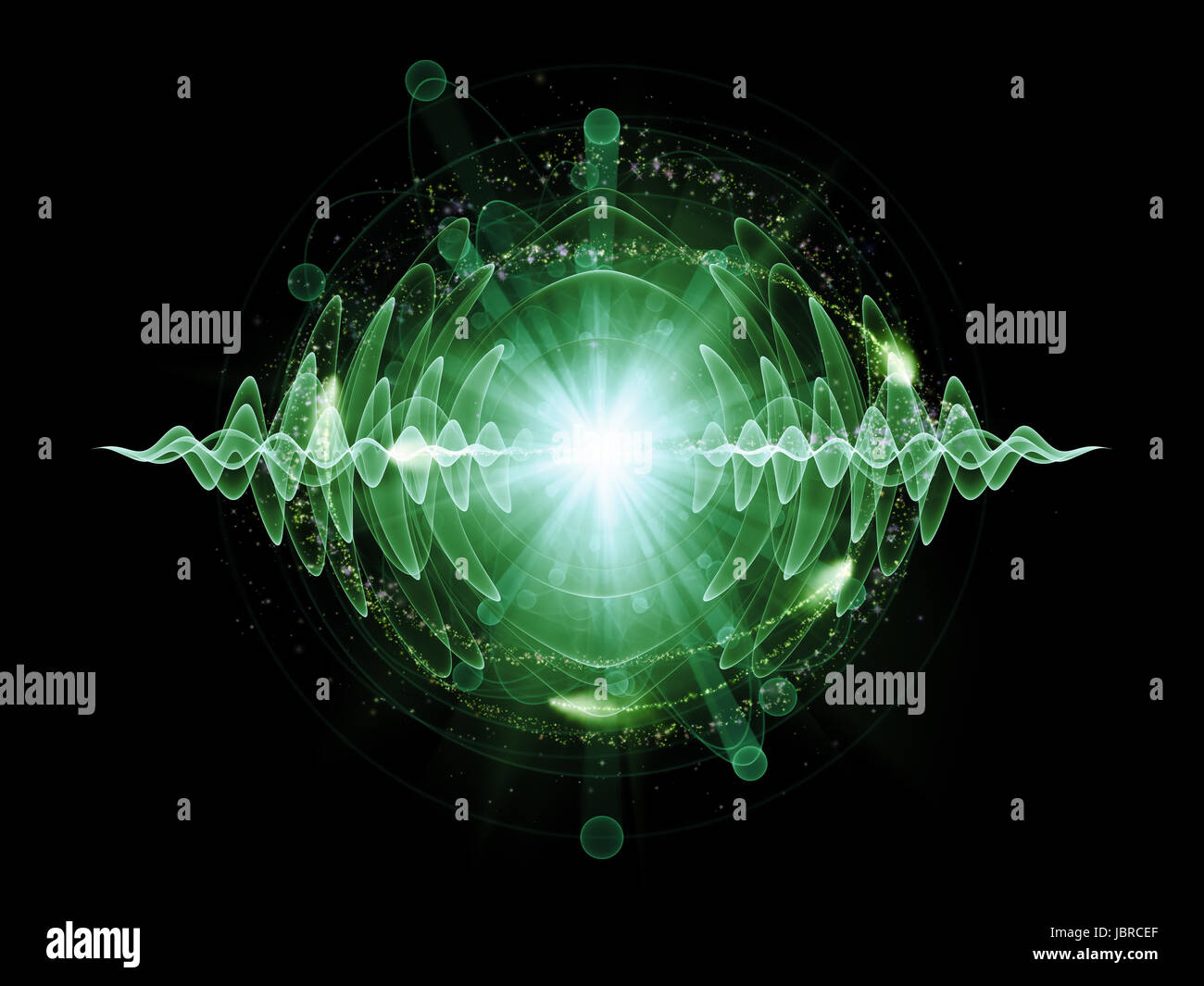Atomic series. Abstract concept of atom and quantum waves illustrated ...