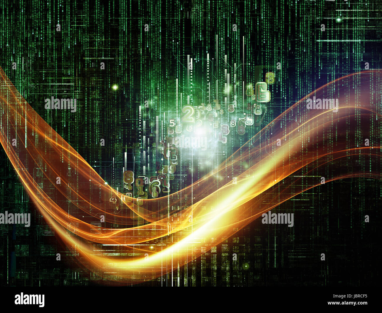 Light of Logic series. Background design of numbers, lights and design ...