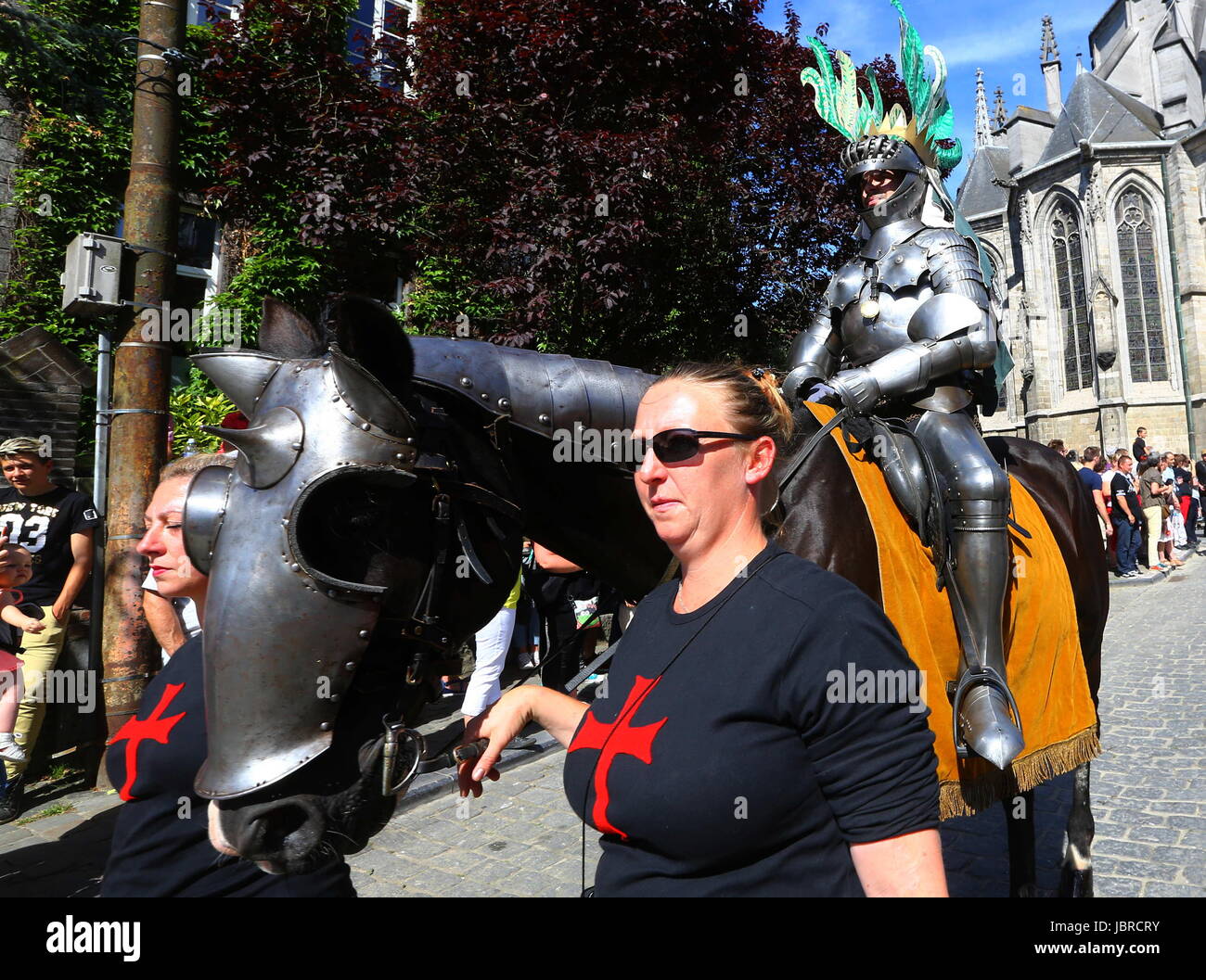 Mons, Belgium. 11th June, 2017. People take part in the Doudou festival ...