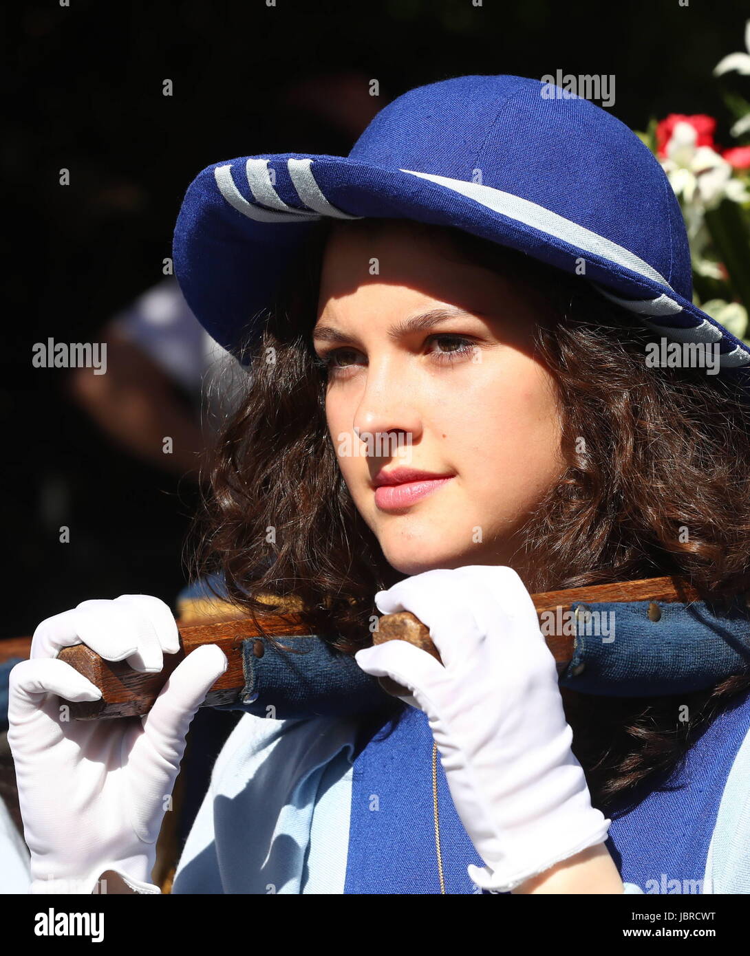 Mons, Belgium. 11th June, 2017. A woman takes part in the Doudou ...