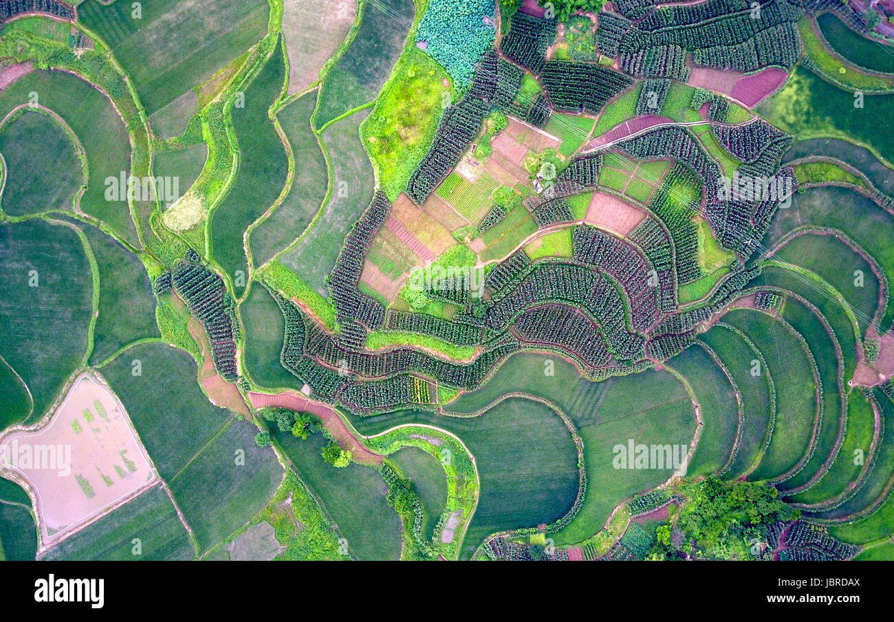 Huaying, Huaying, China. 12th June, 2017. Huaying.Aerial photography of ...
