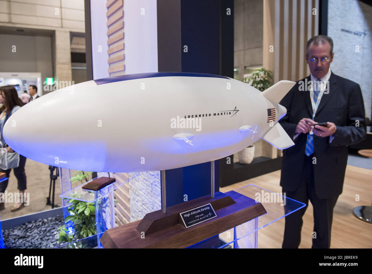 Chiba, Chiba, Japan. 12th June, 2017. A model of High Altitude Airship ...