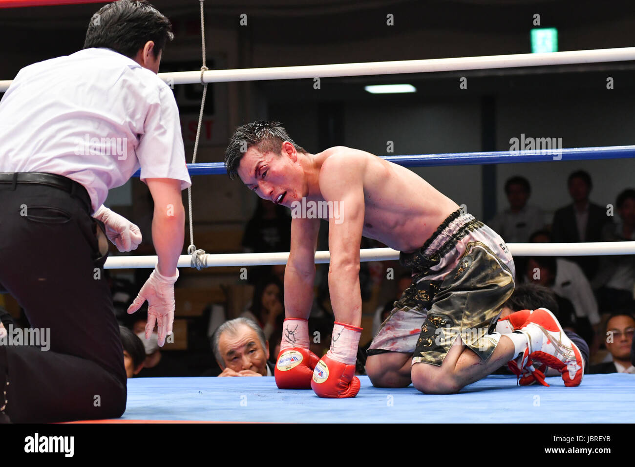Tokyo, Japan. 8th June, 2017. (L-R) Katsuhiko Nakamura (Referee), Ryo ...