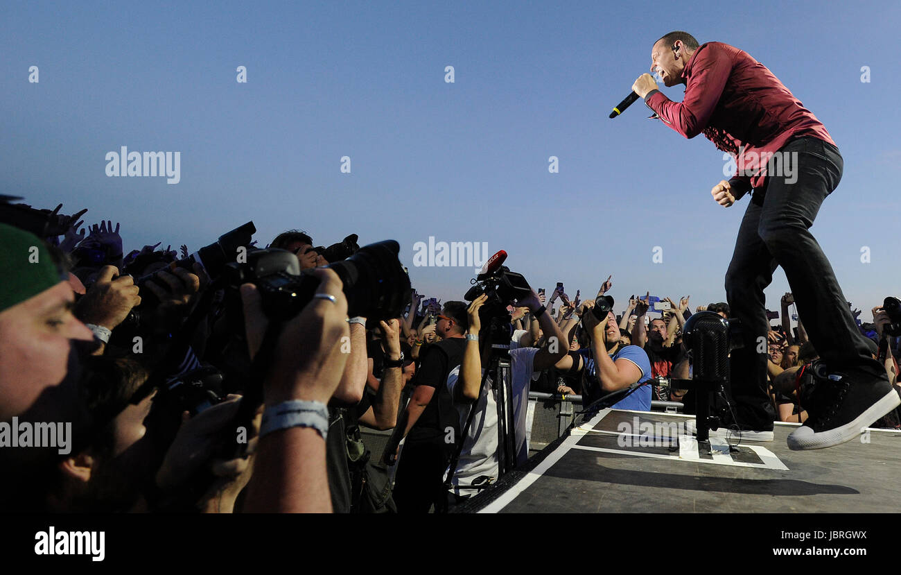 Prague, Czech Republic. 11th June, 2017. Singer CHESTER BENNINGTON of ...