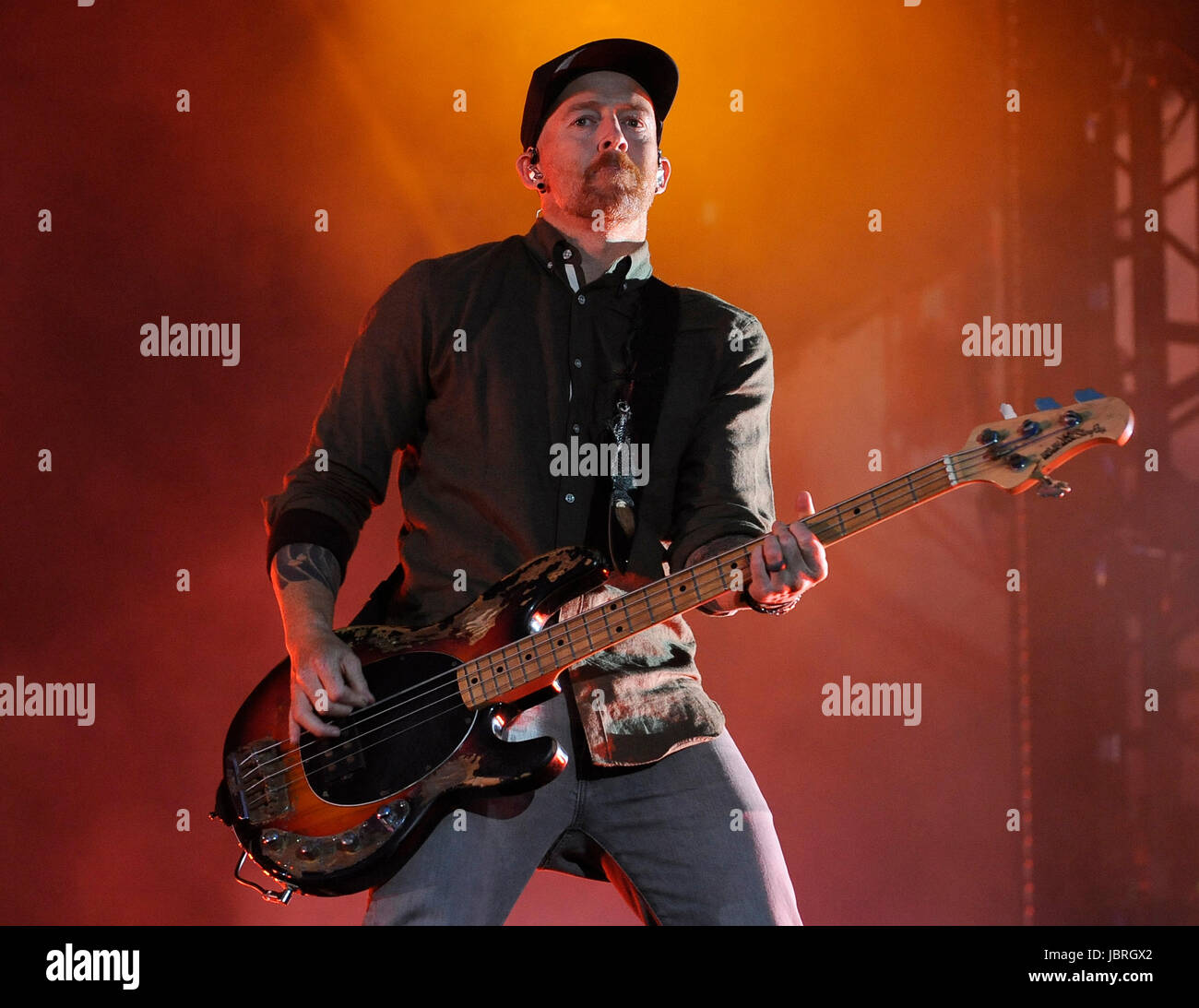 Prague, Czech Republic. 11th June, 2017. DAVID FARRELL of Linkin Park ...