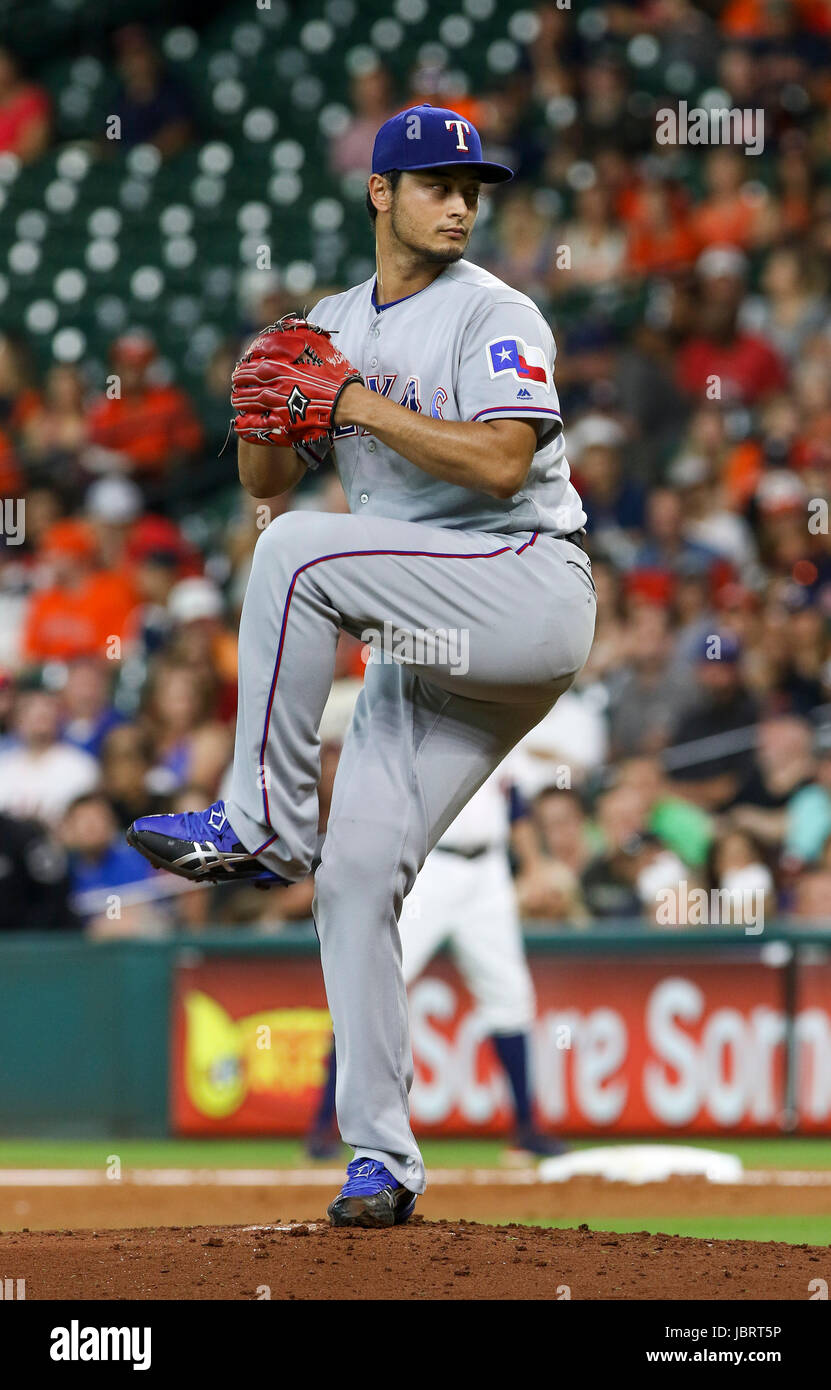 Houston, TX, USA. 12th June, 2017. Texas Rangers starting pitcher Yu ...