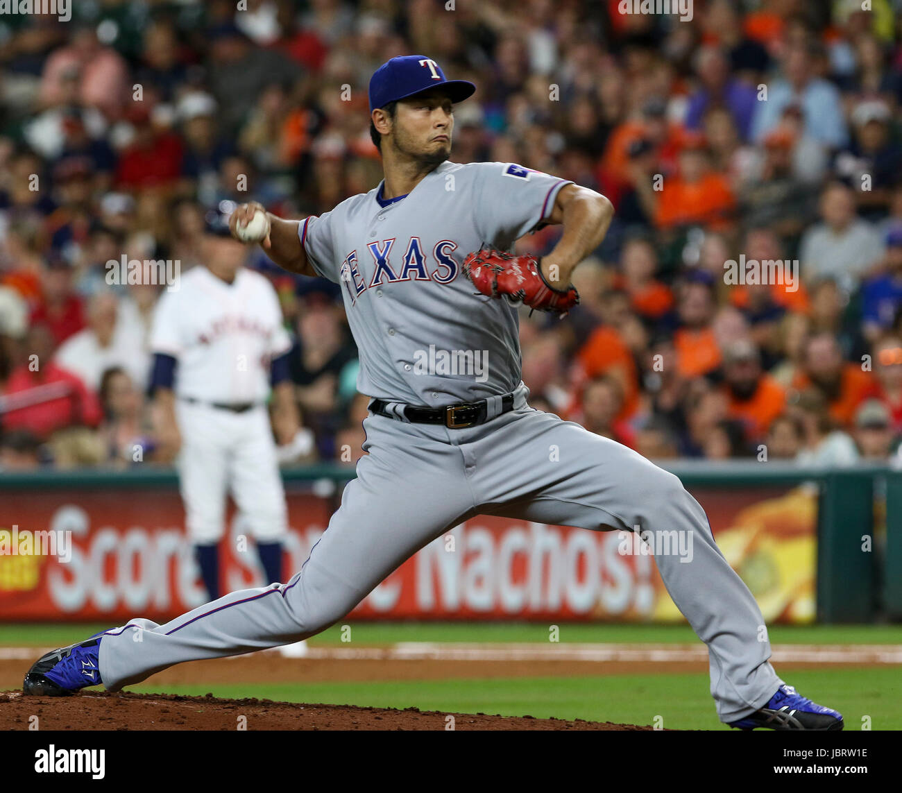 Houston, TX, USA. 12th June, 2017. Texas Rangers starting pitcher Yu ...