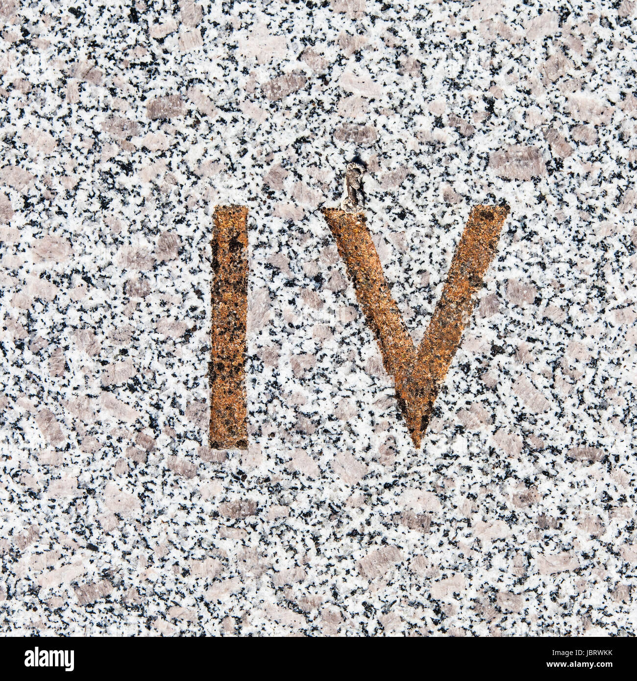 Roman numbers collection, from 1 to 7, on a real ancient granite Stock ...