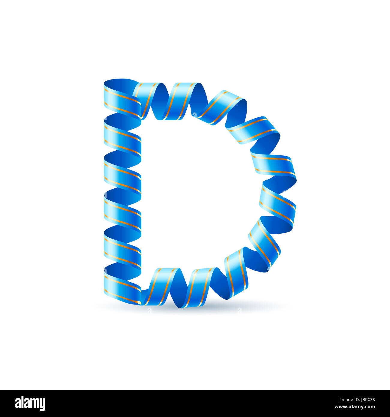 Letter D made of blue curled shiny ribbon Stock Photo - Alamy